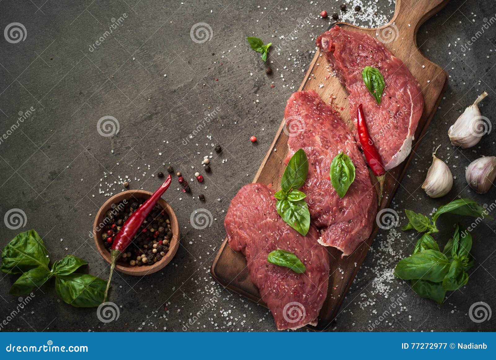 Raw beef chop stock image. Image of slate, background - 77272977