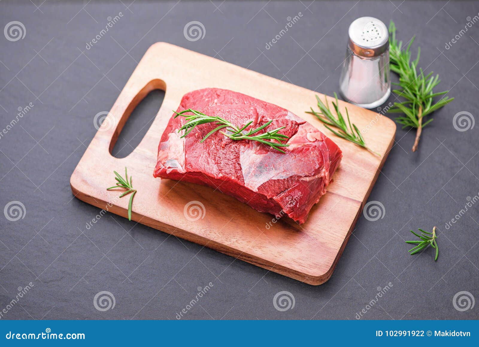Raw Beef Cooking with Ingredients. Top View with Copy Space Stock Photo ...
