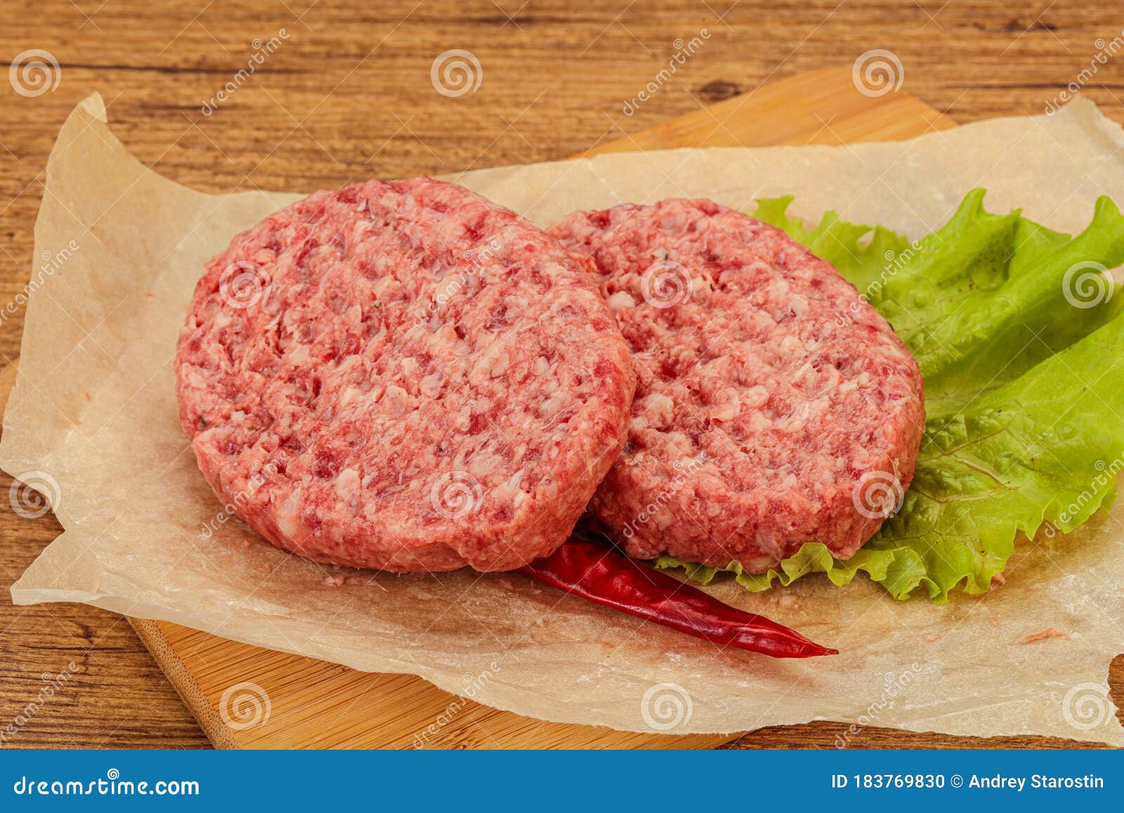 Raw beef cutlet for burger stock photo. Image of uncooked - 183769830
