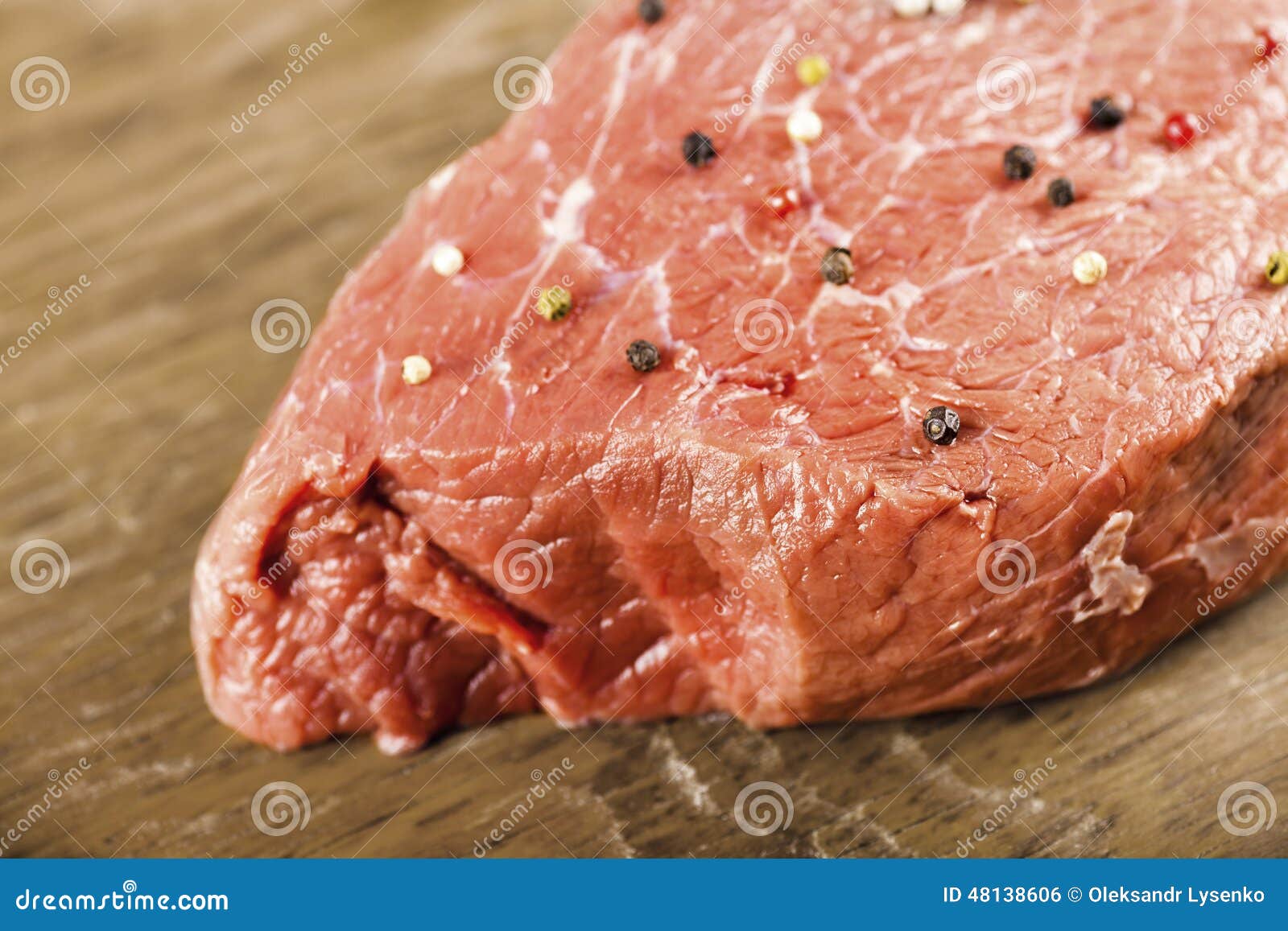 Raw beef filet with spices stock photo. Image of wood - 48138606