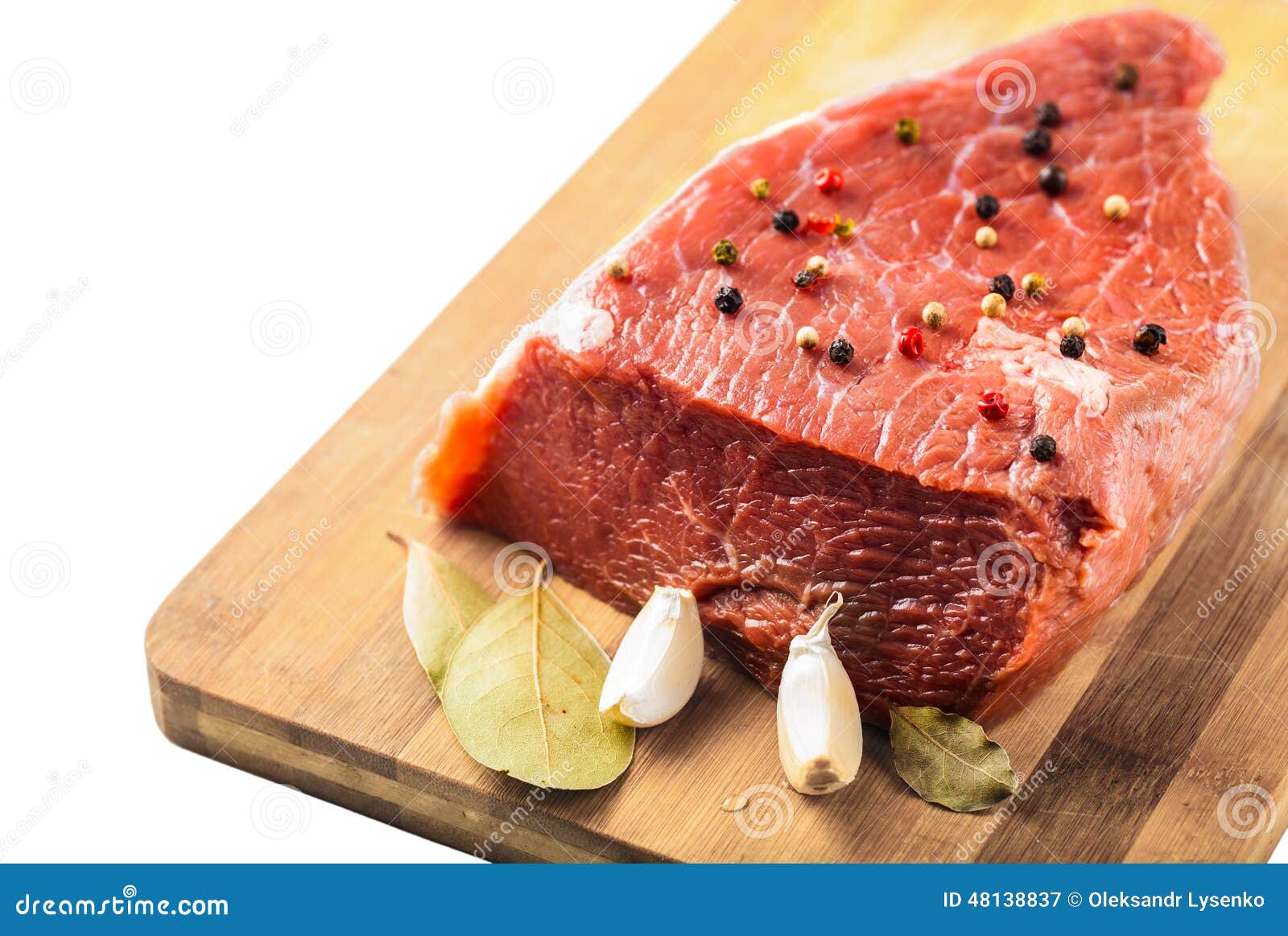 Raw Beef Filet with Spices on a Wooden Board Stock Image - Image of ...