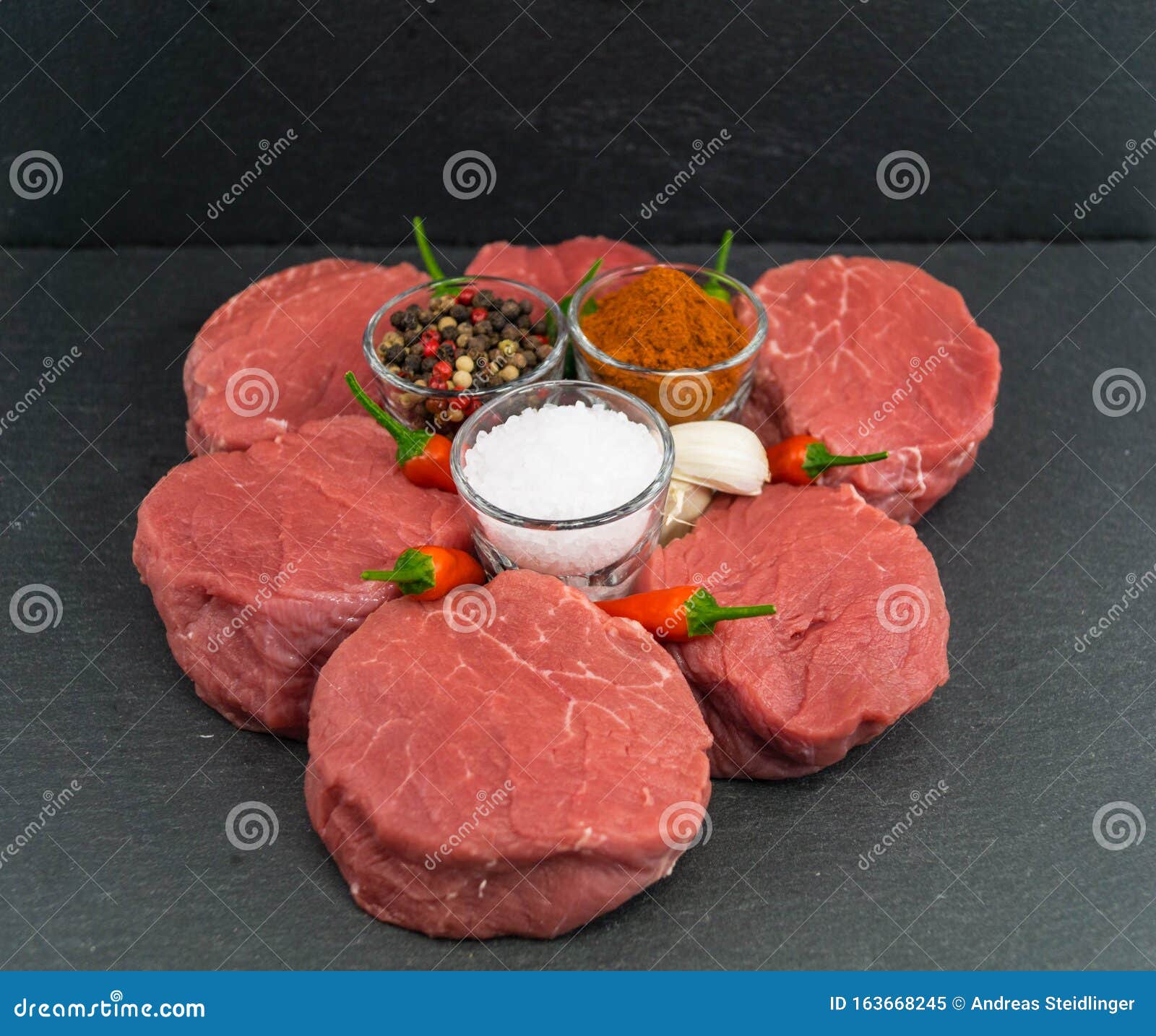 Raw filet Steak stock image. Image of fillet, grill - 163668245