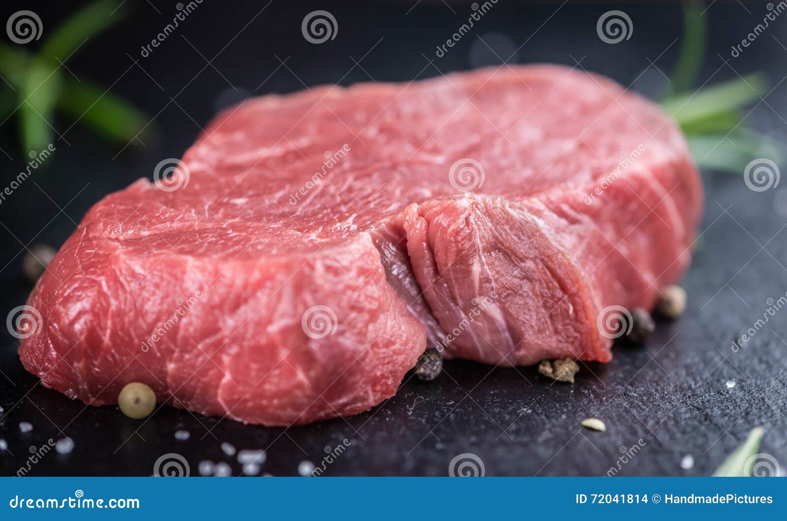 Raw Beef Fillet on a Slate Slab Stock Photo - Image of delicious ...