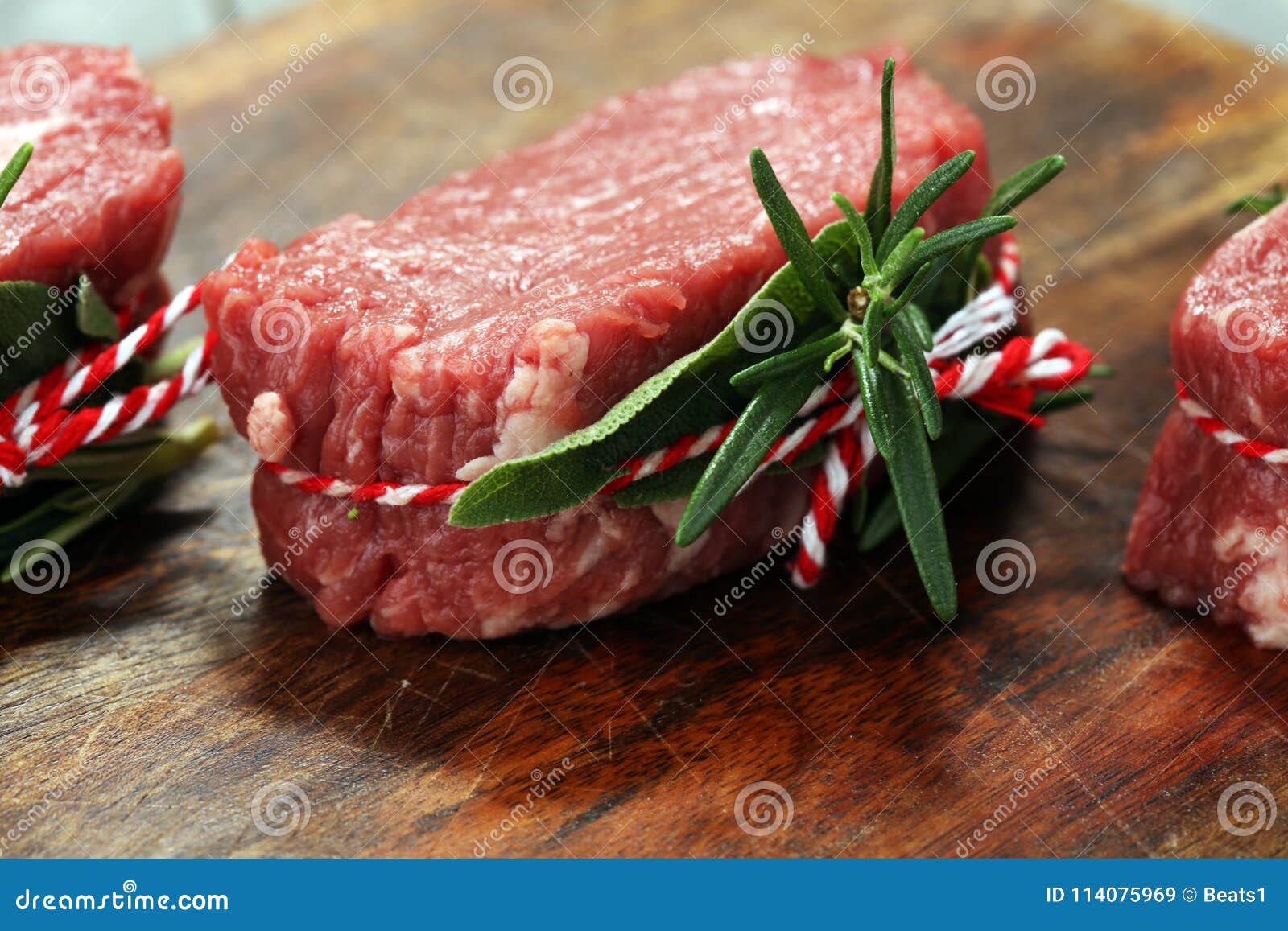 Raw Beef Fillet Steaks with Spices for Bbq Grilling. Stock Image ...