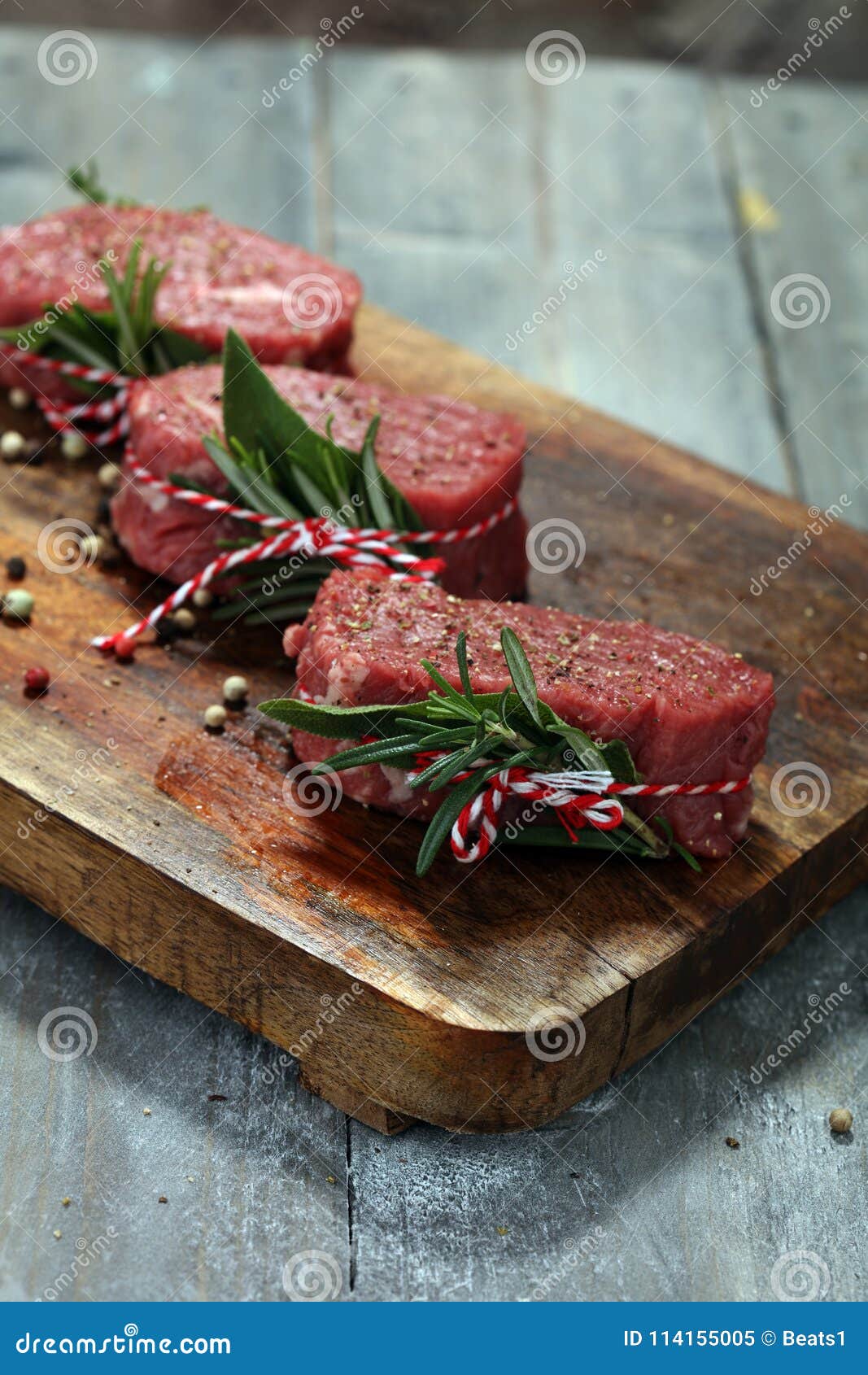 Raw Beef Fillet Steaks with Spices for Bbq Grilling. Stock Image ...
