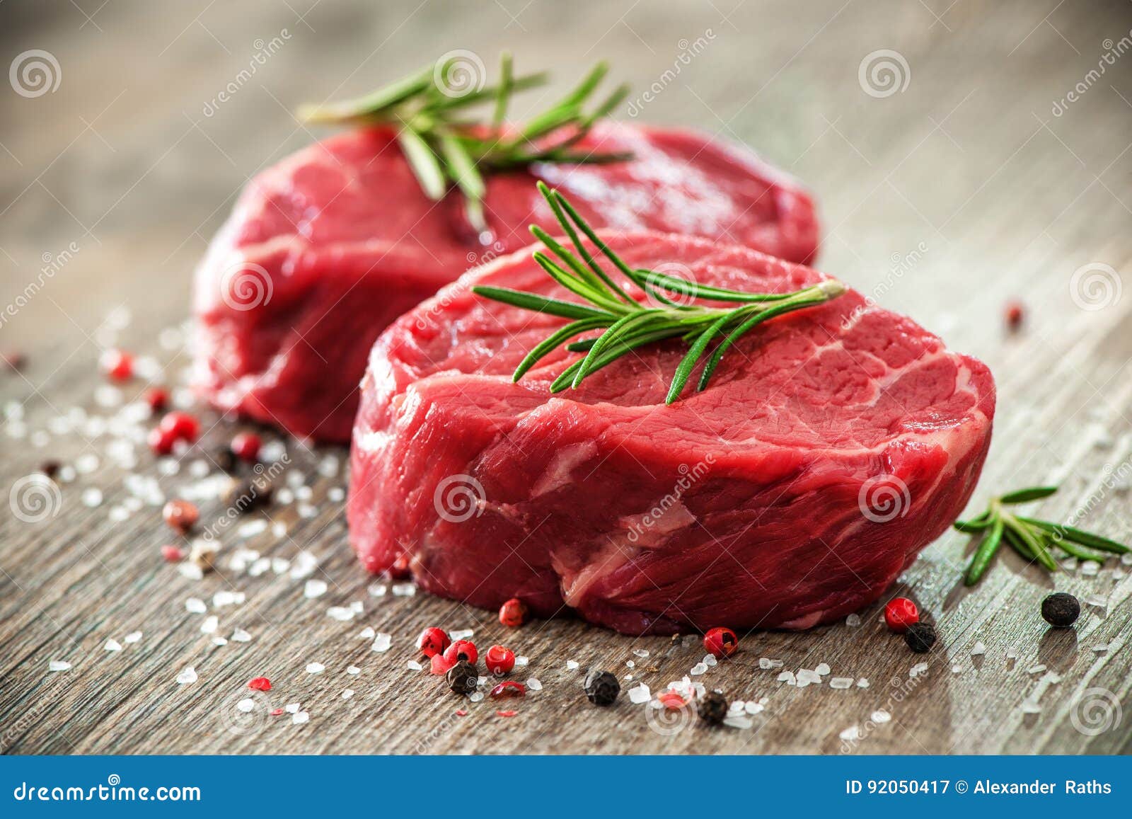 Raw Beef Fillet Steaks with Spices Stock Image - Image of cutting, dark ...