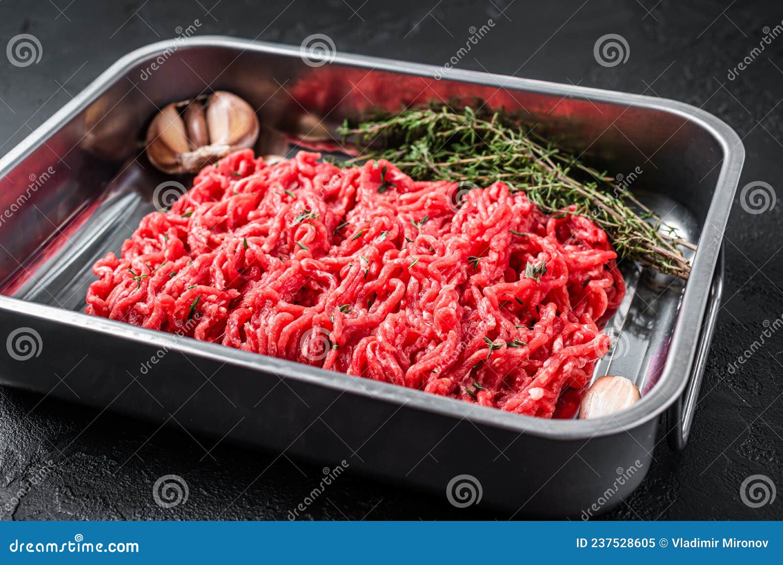 Raw Beef Forcemeat, Ground Meat. Black Background Stock Image - Image ...