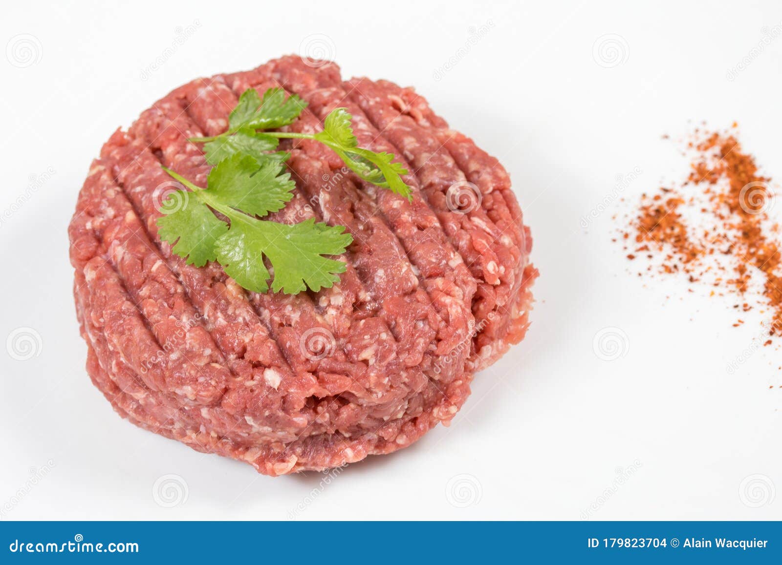 Raw Beef Hamburger on a White Background Stock Photo - Image of meat ...