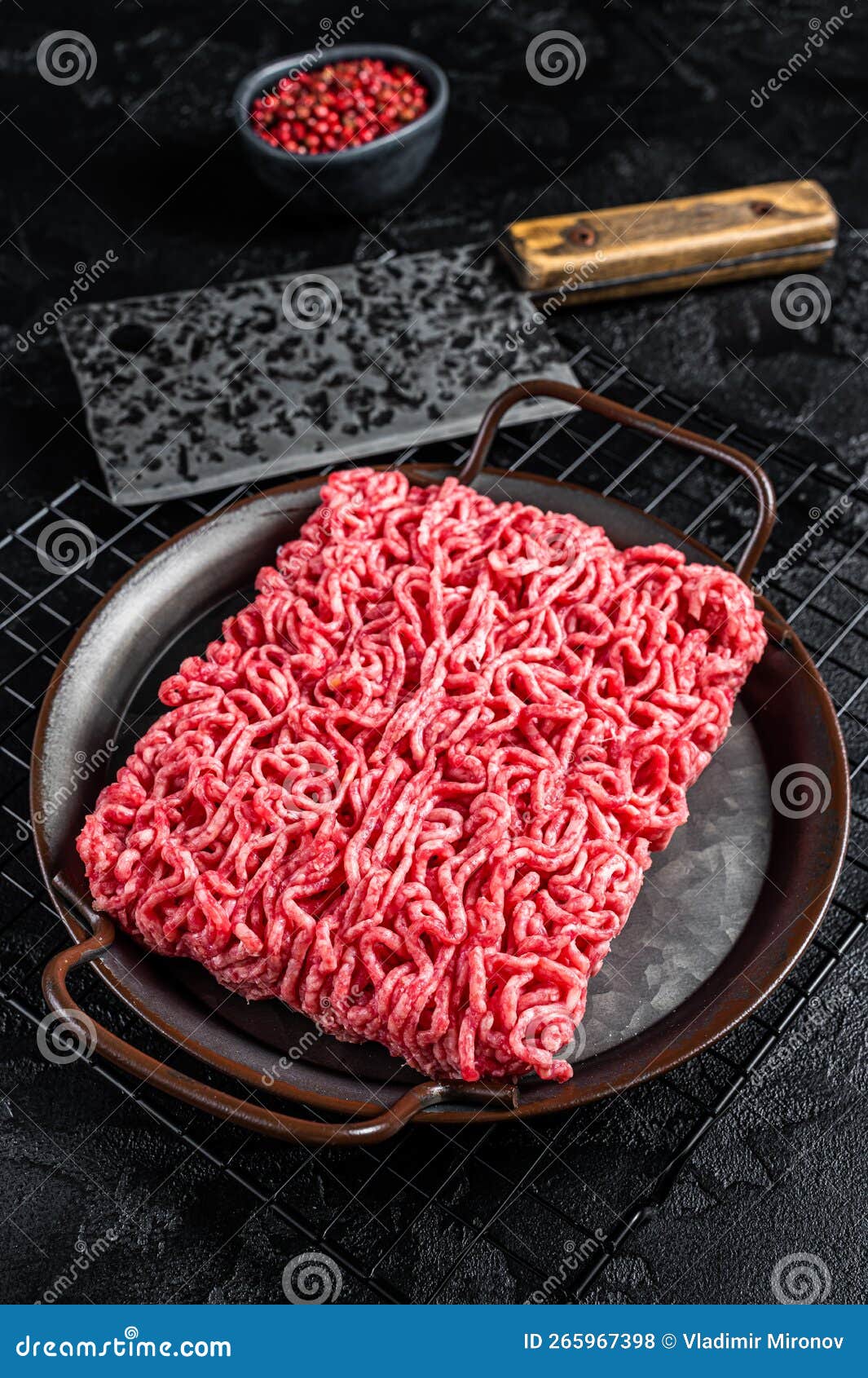Raw Beef and Lamb Minced Meat, Fresh Ground Meat. Black Background ...