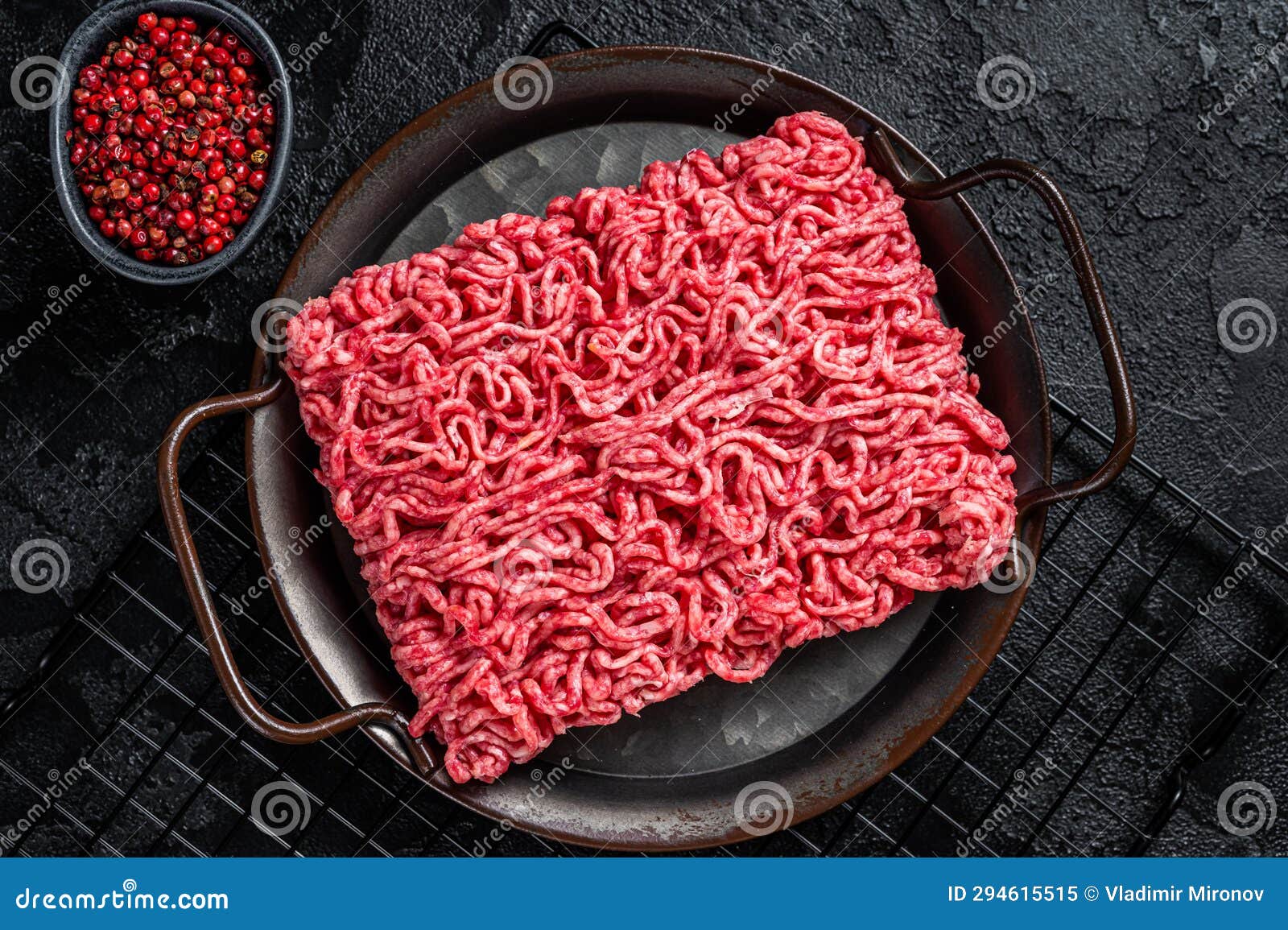 Raw Beef and Lamb Minced Meat, Fresh Ground Meat. Black Background ...
