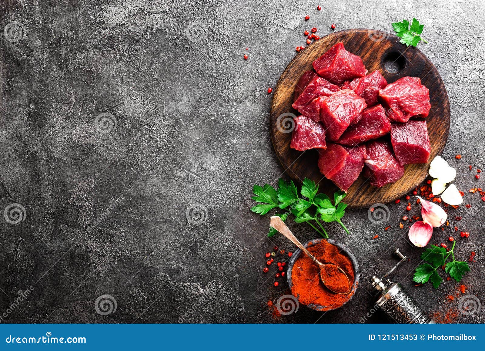 Raw Beef Meat. Fresh Sliced Beef Sirloin Stock Image - Image of kebab ...