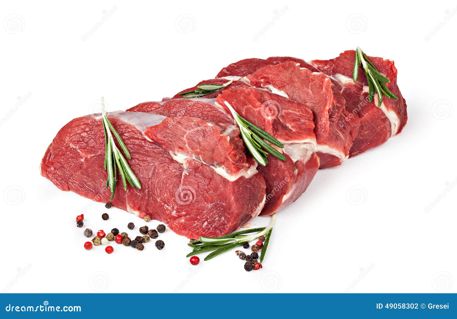 Raw beef meat stock photo. Image of rosemary, fillet - 49058302