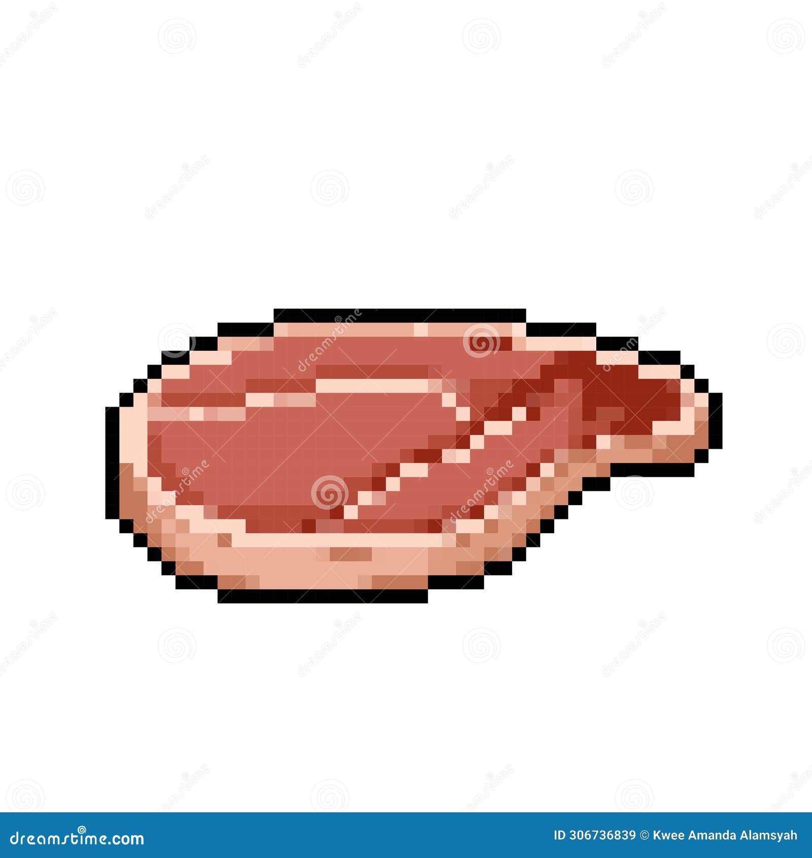 Raw Uncooked Meat Pixel Styled Vector Illustration Stock Vector ...