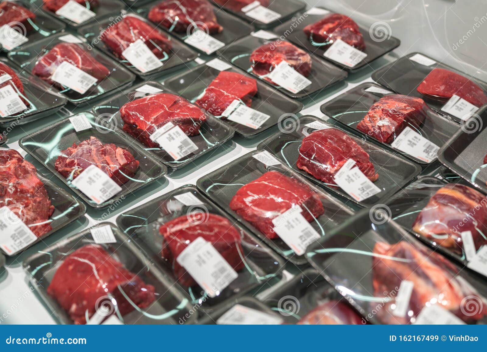 Raw Beef Meat in Plastic Box in Supermarket Stock Image - Image of ...
