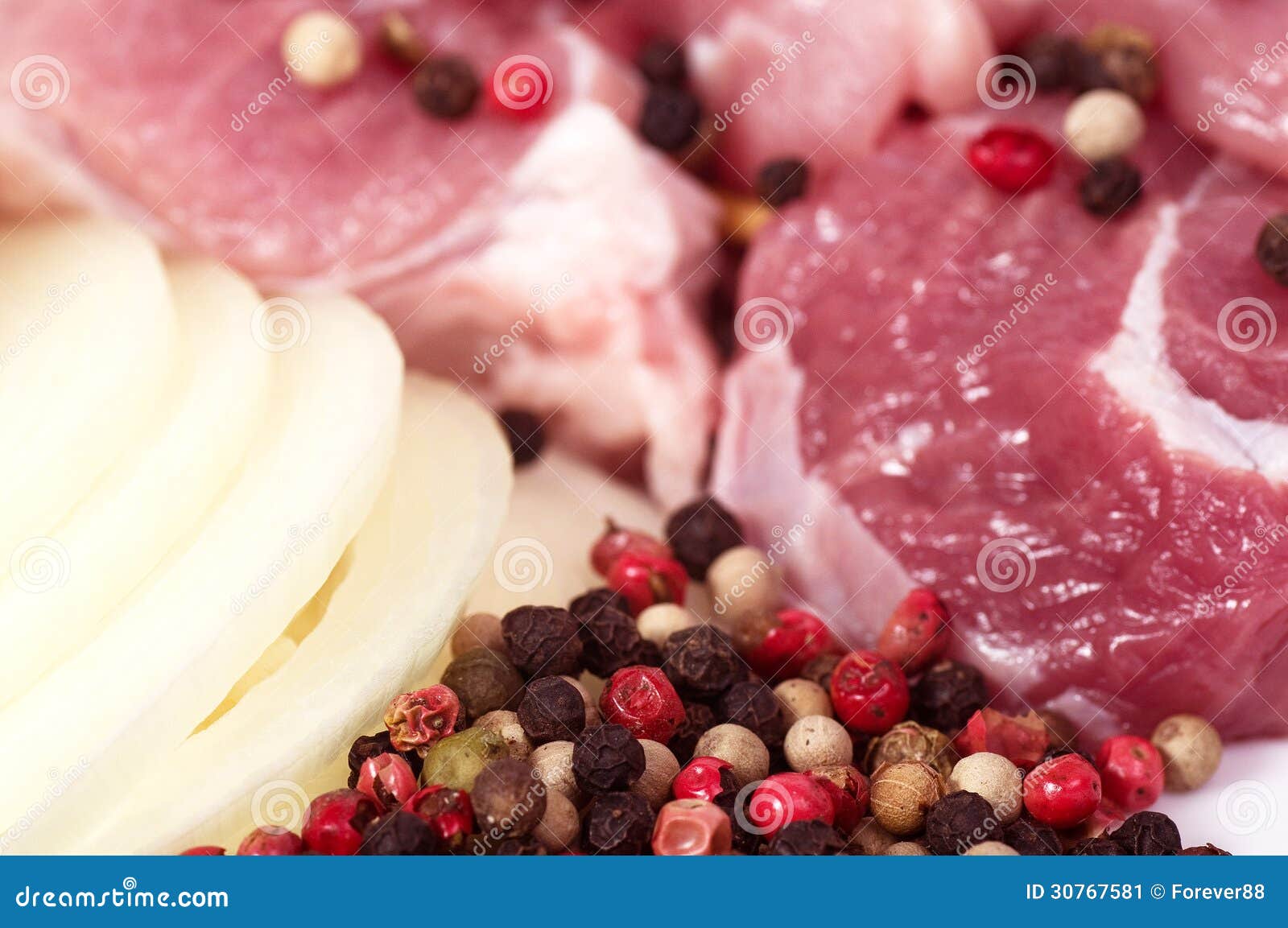 Raw beef meat with spices stock image. Image of edible - 30767581