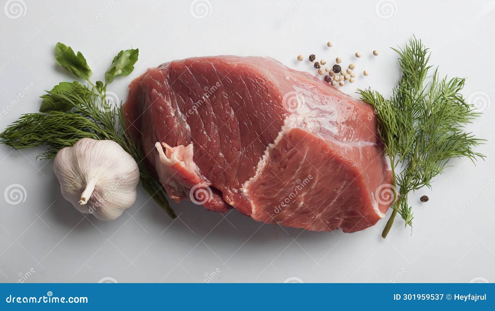 Raw Beef No Spice on White Background, Top View Stock Illustration ...