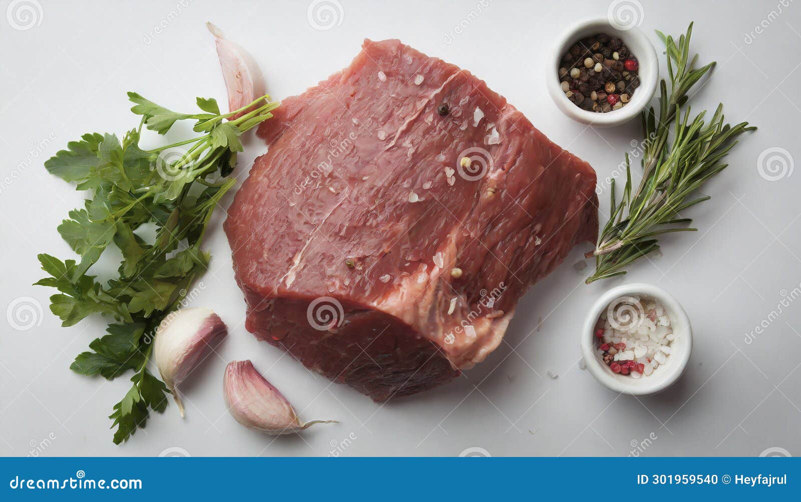Raw Beef No Spice on White Background, Top View Stock Illustration ...