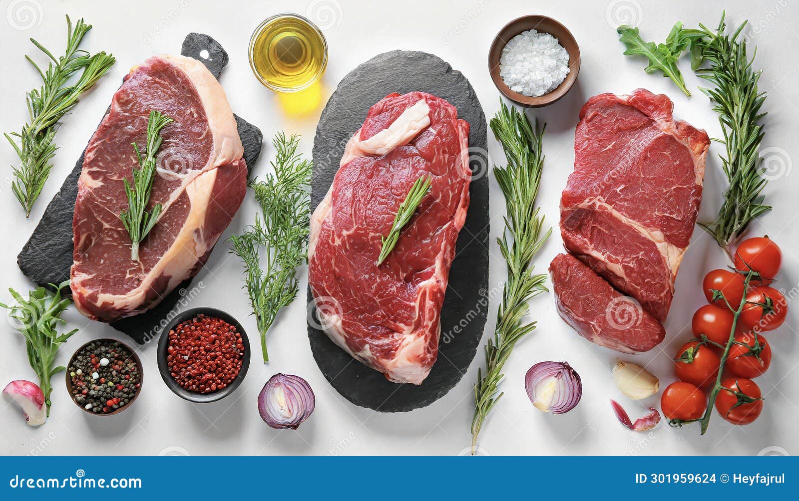 Raw Beef No Spice on White Background, Top View Stock Illustration ...