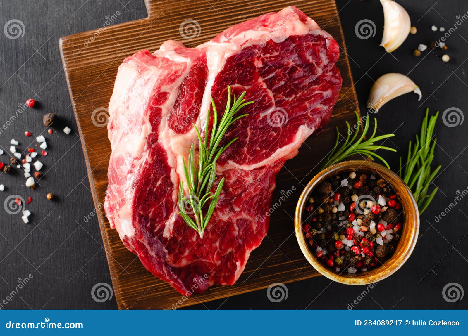 Raw Beef Organic Meat, Black Background, Beef Steak Stock Image - Image ...
