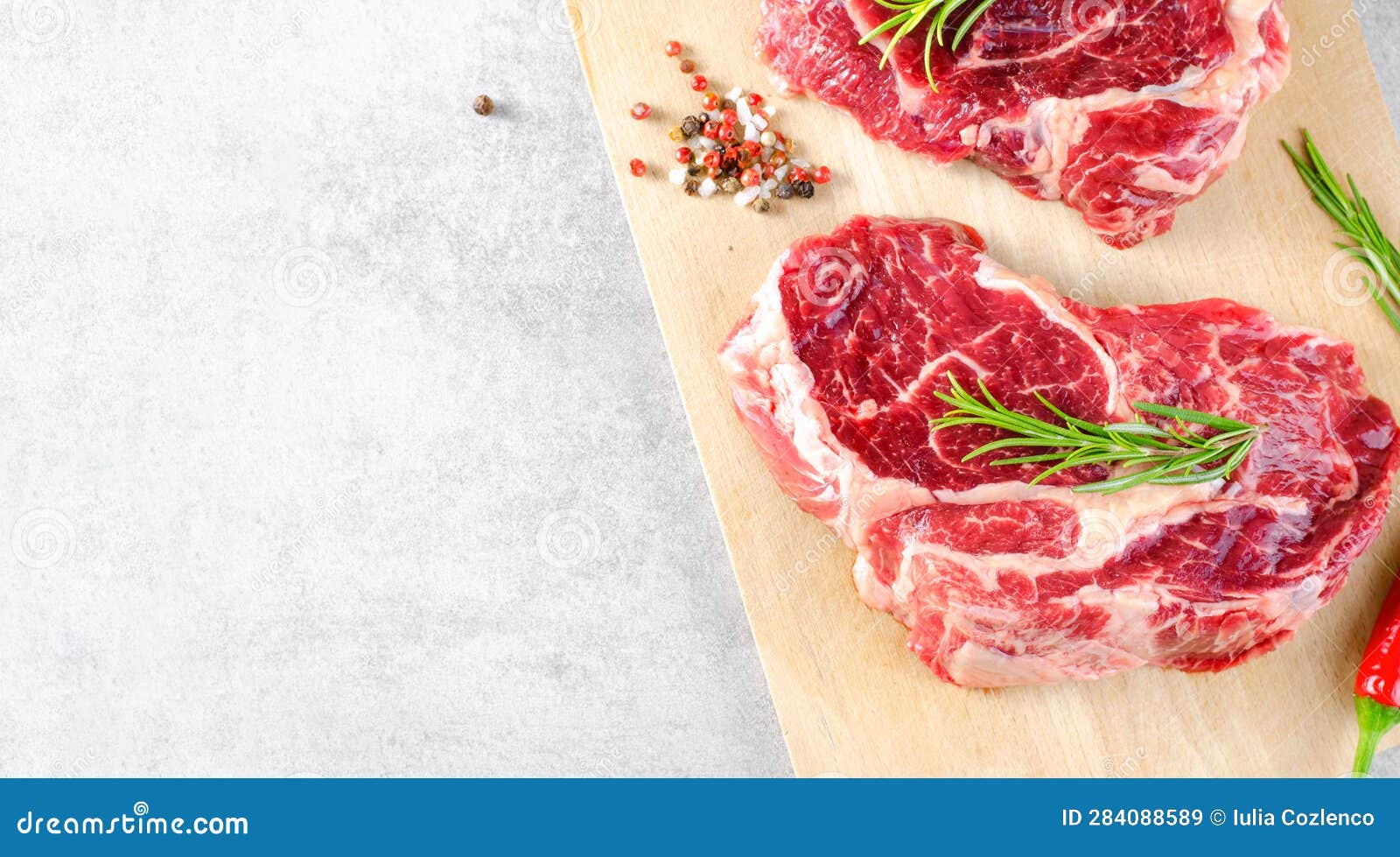 Raw Beef Organic Meat, Light Grey Background, Beef Steak Stock Image ...