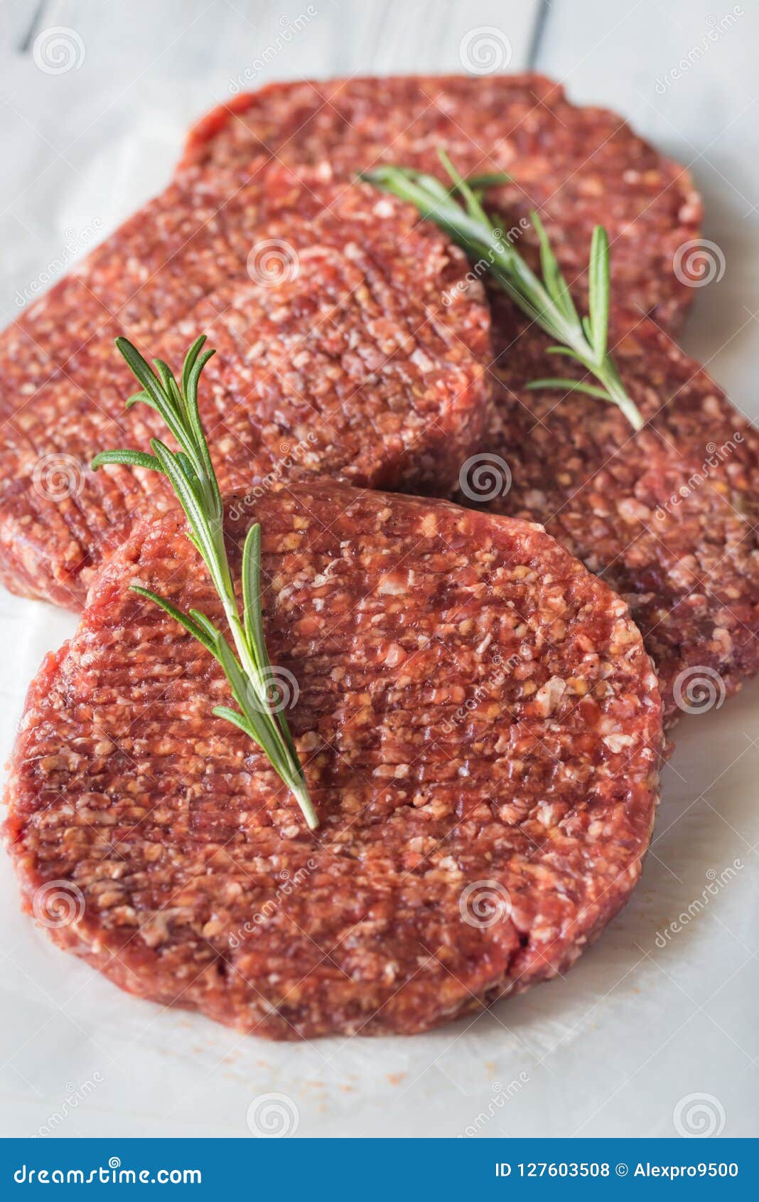 Raw Beef Patties on the White Parchment Stock Photo - Image of meat ...
