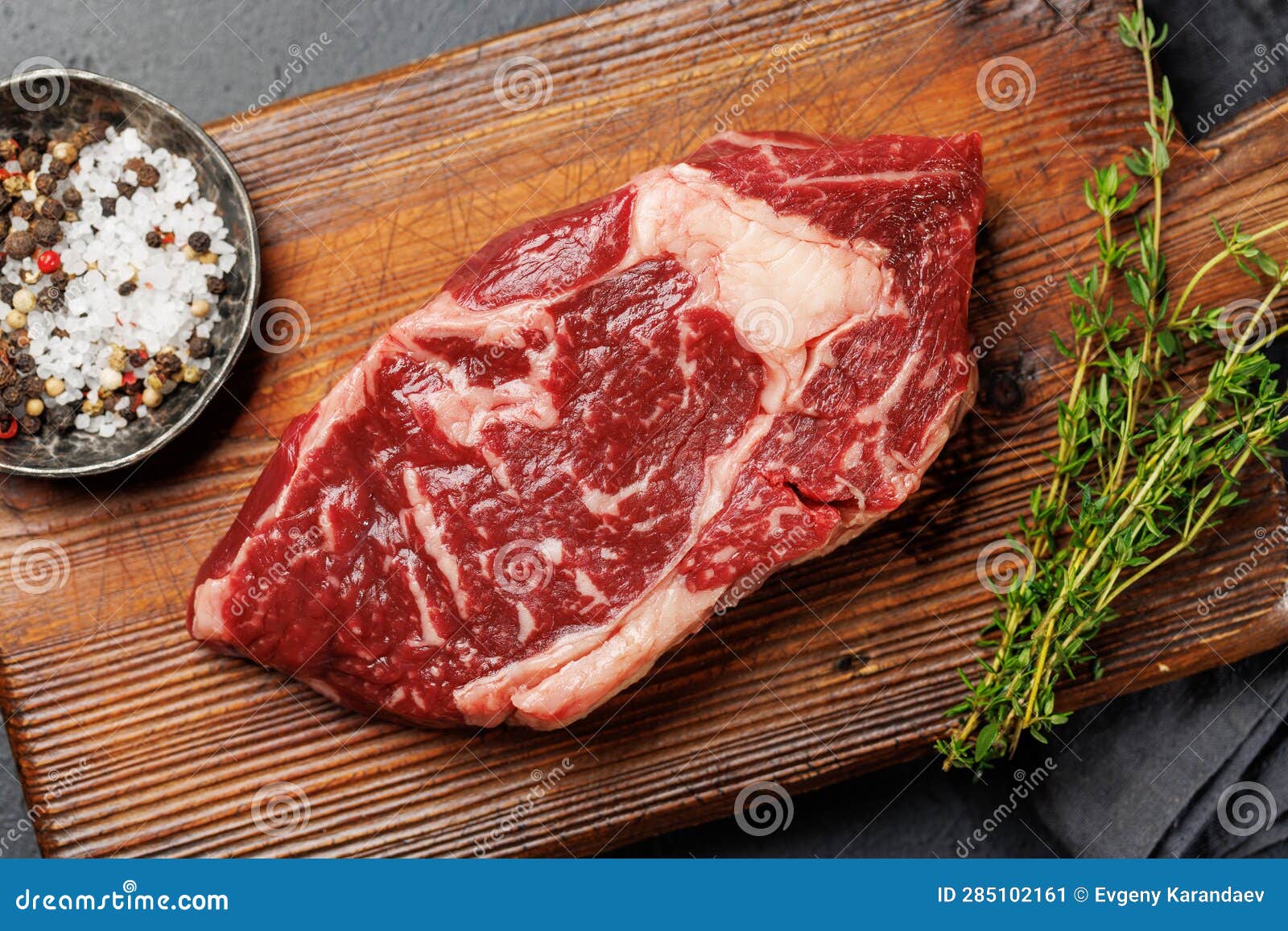 Raw beef ribeye steak stock image. Image of marbling - 285102161