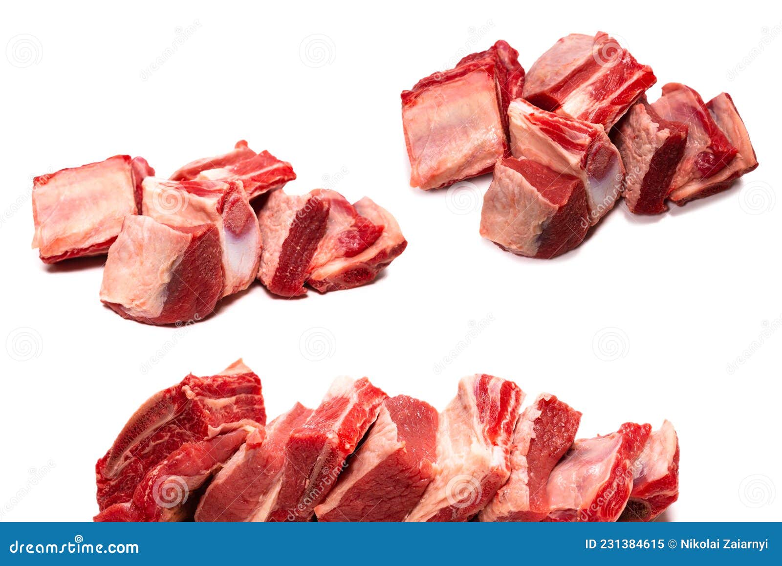 Raw Beef Ribs Isolated on White Background Stock Image - Image of dish ...