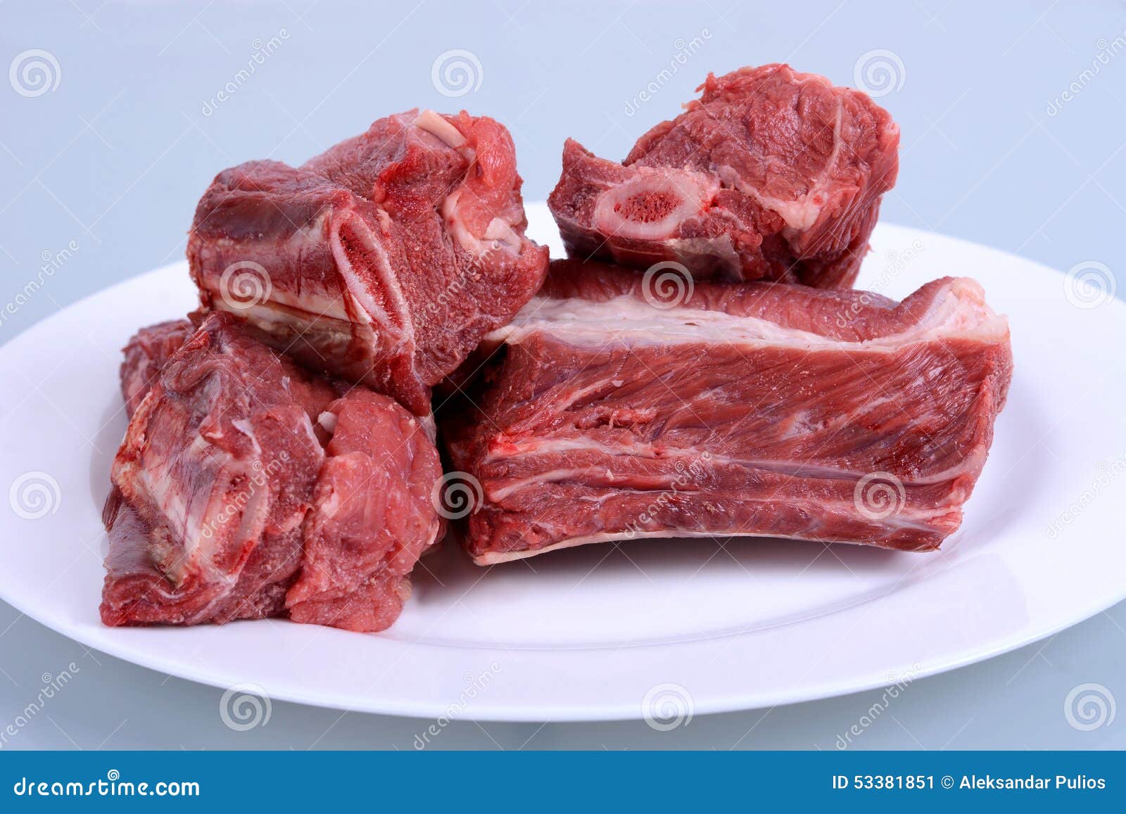 Raw Beef Ribs on Plate stock image. Image of summer, juicy - 53381851