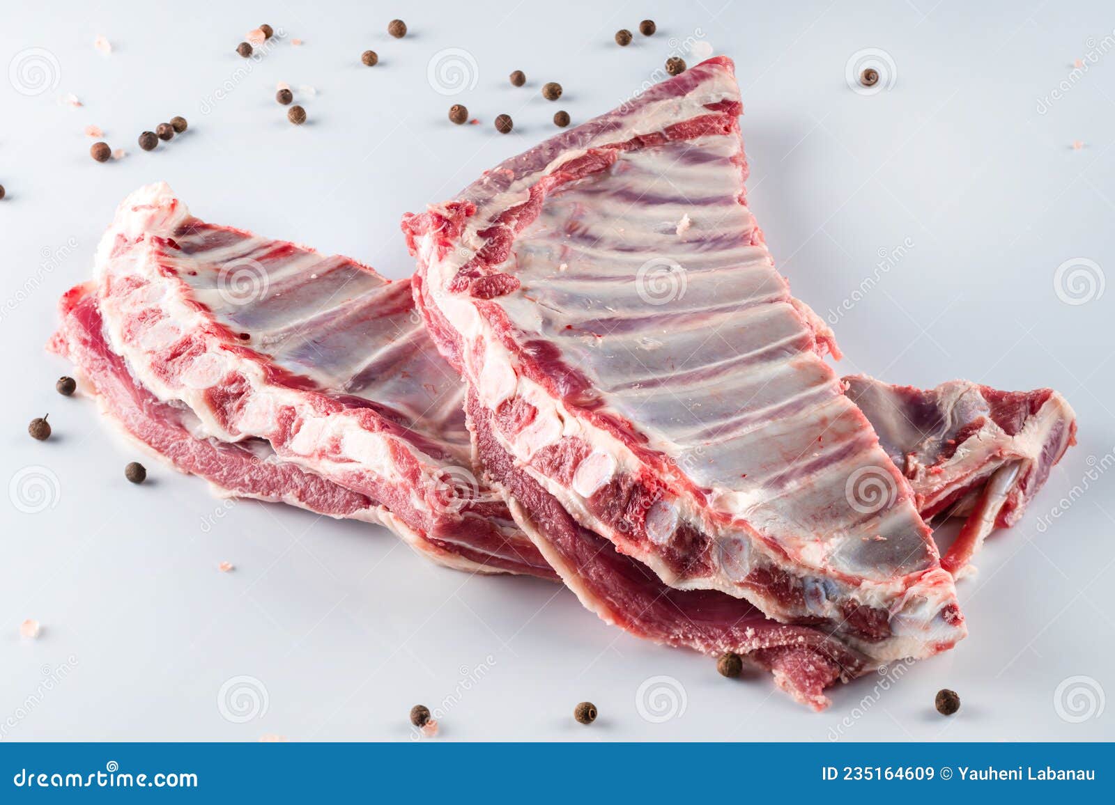 Raw Beef Ribs on a White Background Stock Image - Image of slice ...