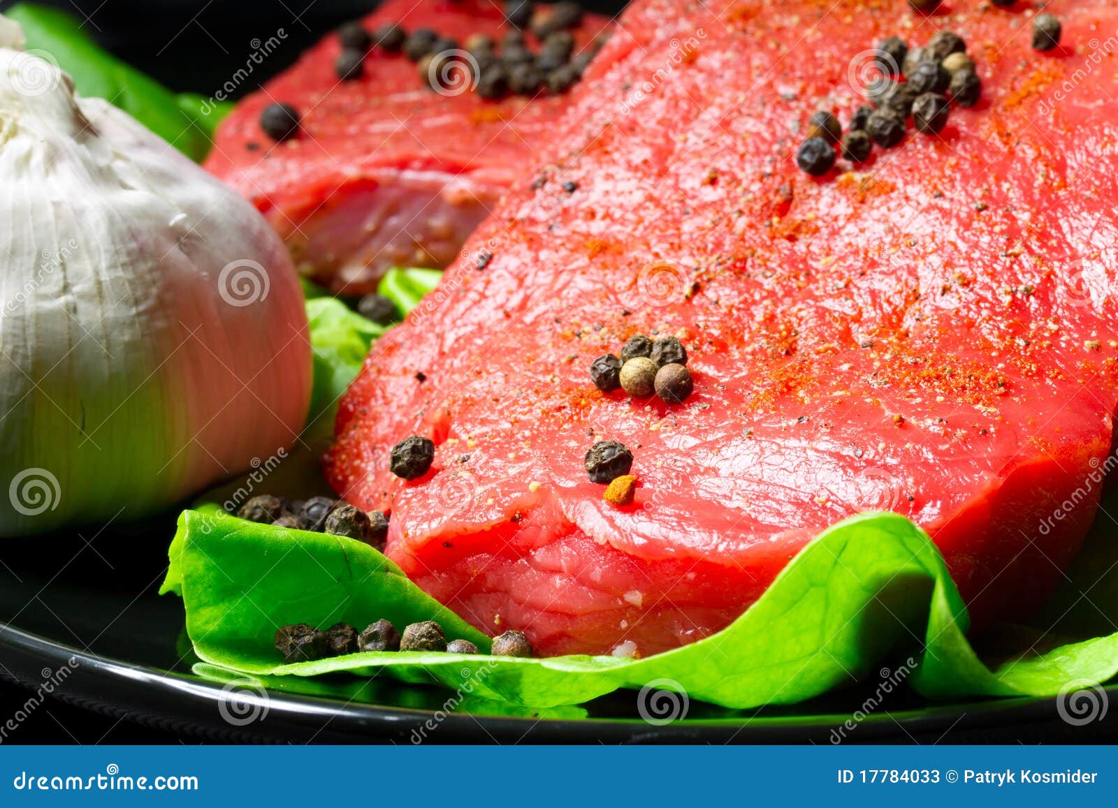 Raw beef steak stock image. Image of garlic, cooking - 17784033