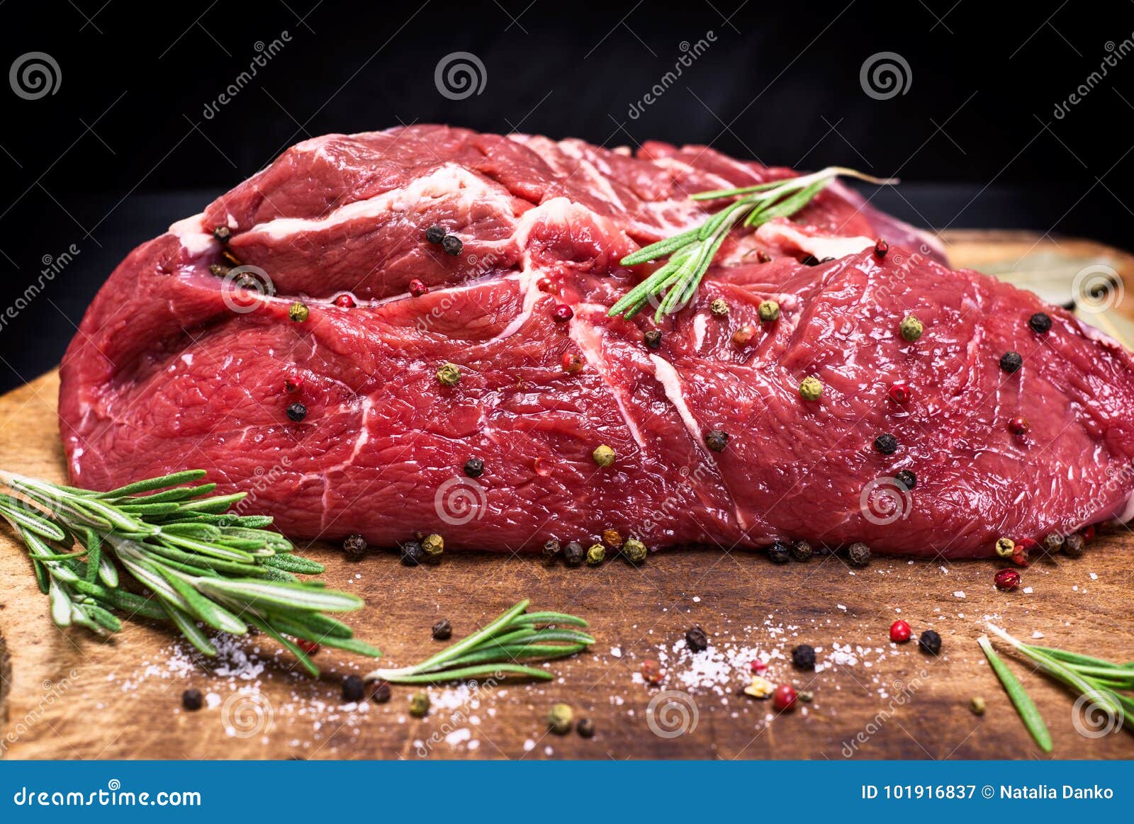 Raw Beef Steak Cut in Half on Brown Kraft Paper Stock Image - Image of ...