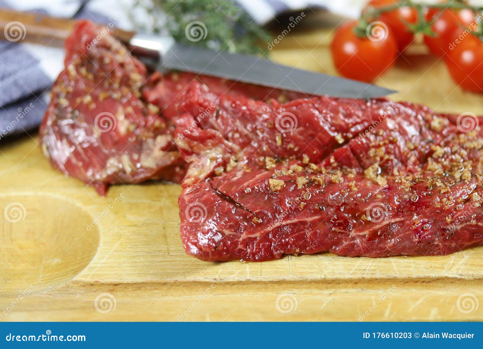 Raw beef steak stock image. Image of coarse, salt, slice - 176610203
