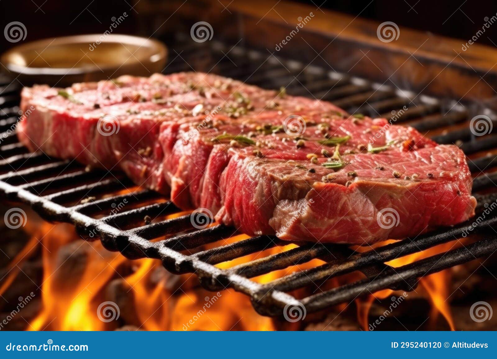 Raw Beef Steak on a Hot Grill Straight from the Butcher Stock Photo ...