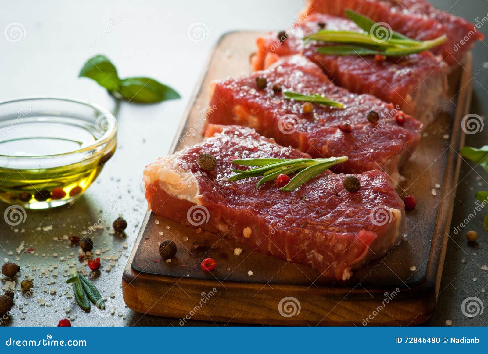 Raw beef steak stock photo. Image of fresh, rosemary - 72846480