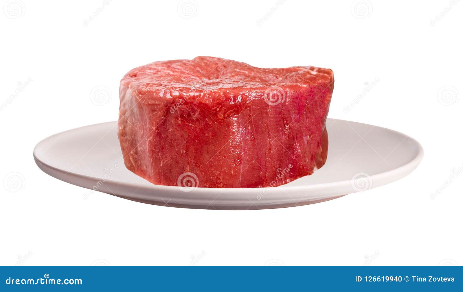 Raw beef steak on plate stock photo. Image of diet, nutrition - 126619940