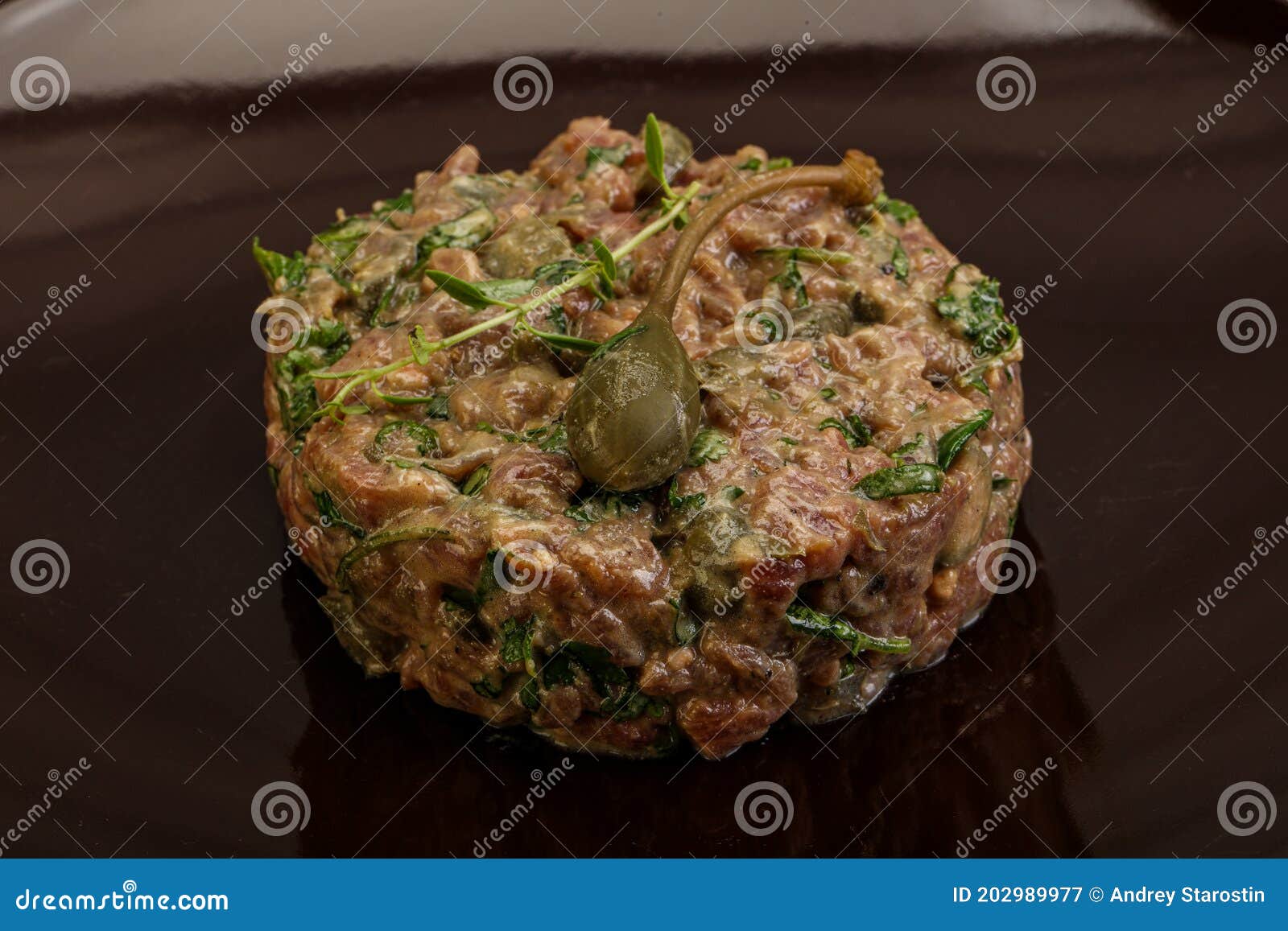 Raw Beef Tartar with Capers Stock Image - Image of ingredient, beef ...