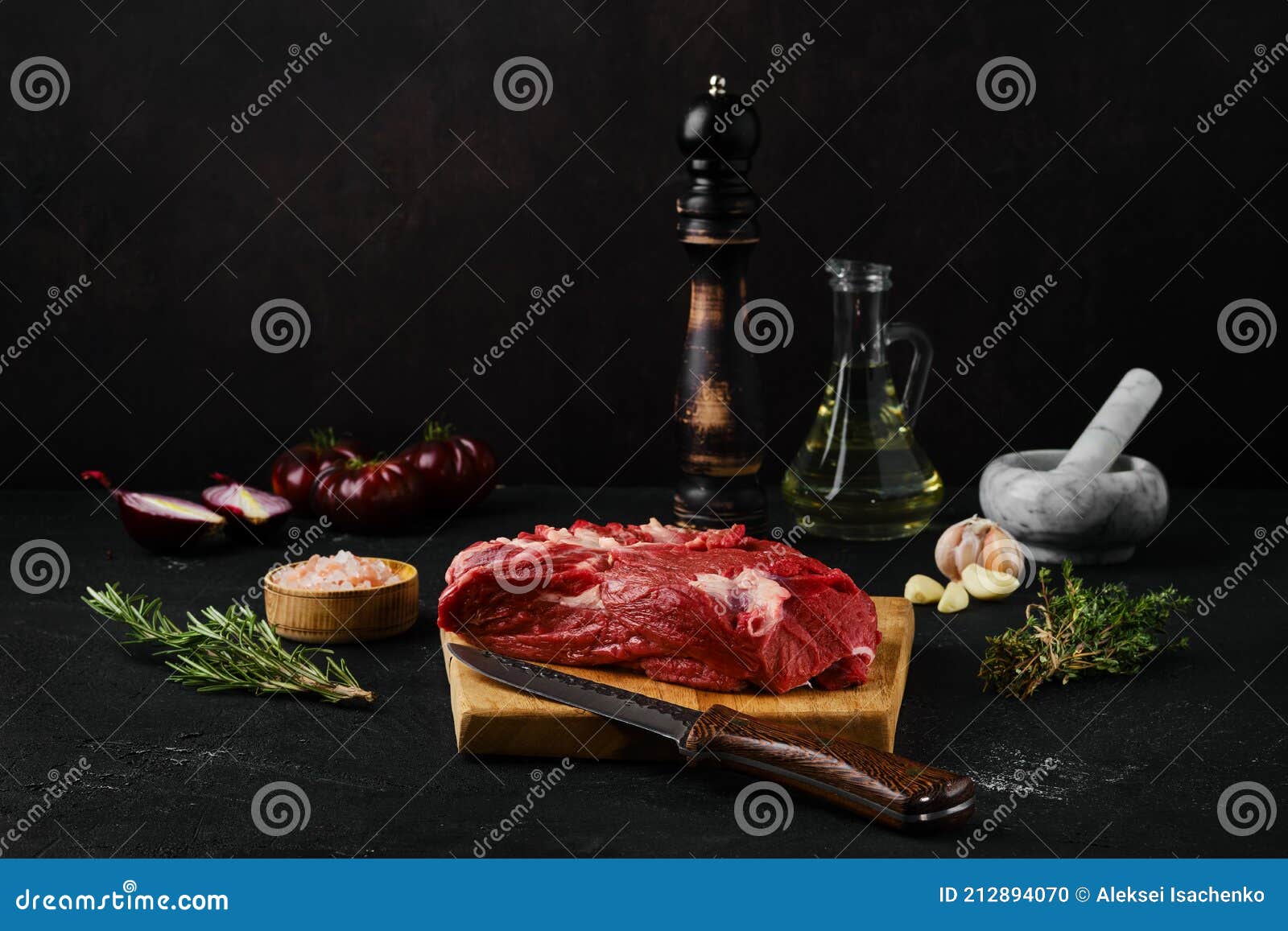 Raw Beef Top Round Roast with Spices Stock Photo - Image of barbecue ...