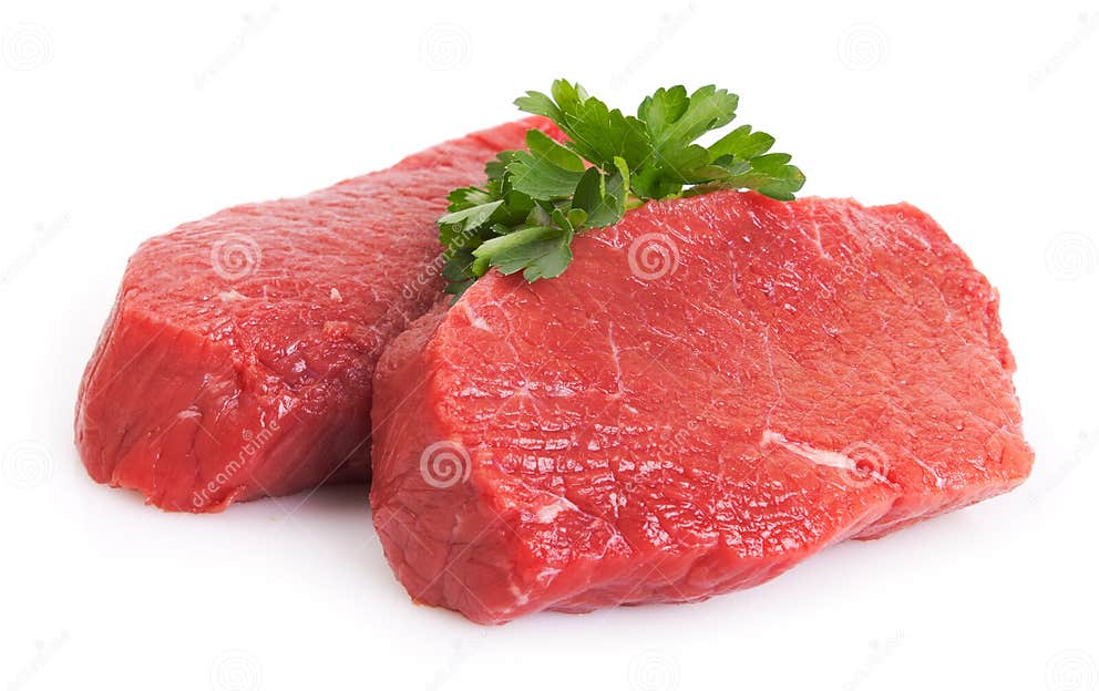 Raw Beef on White Background Stock Photo - Image of food, closeup ...