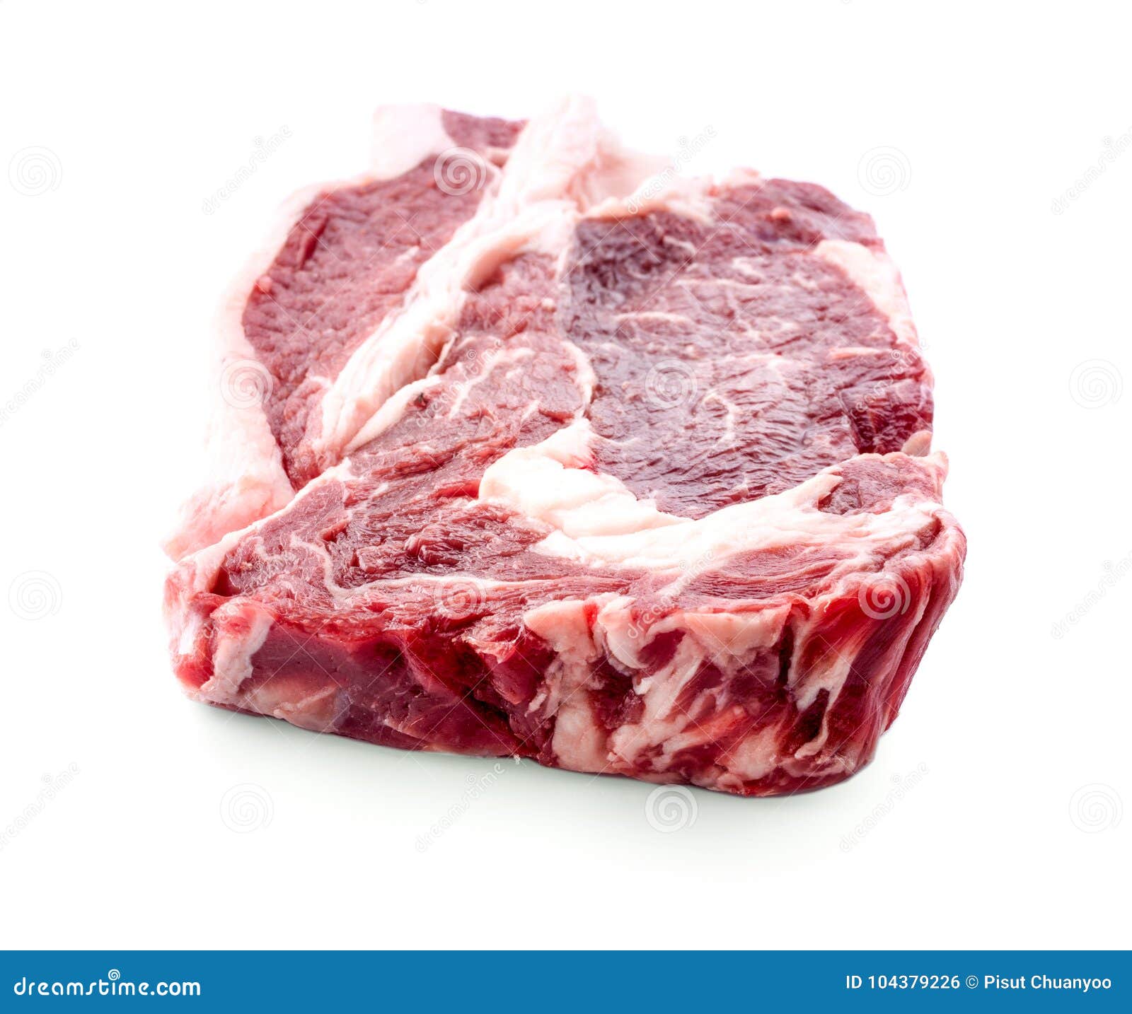 Raw Beef on White Background Stock Photo - Image of bacon, groceries ...