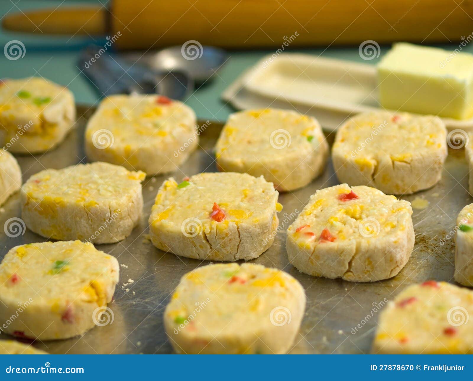 Raw Biscuits on a Baking Pan Stock Photo - Image of dinner, breakfast ...