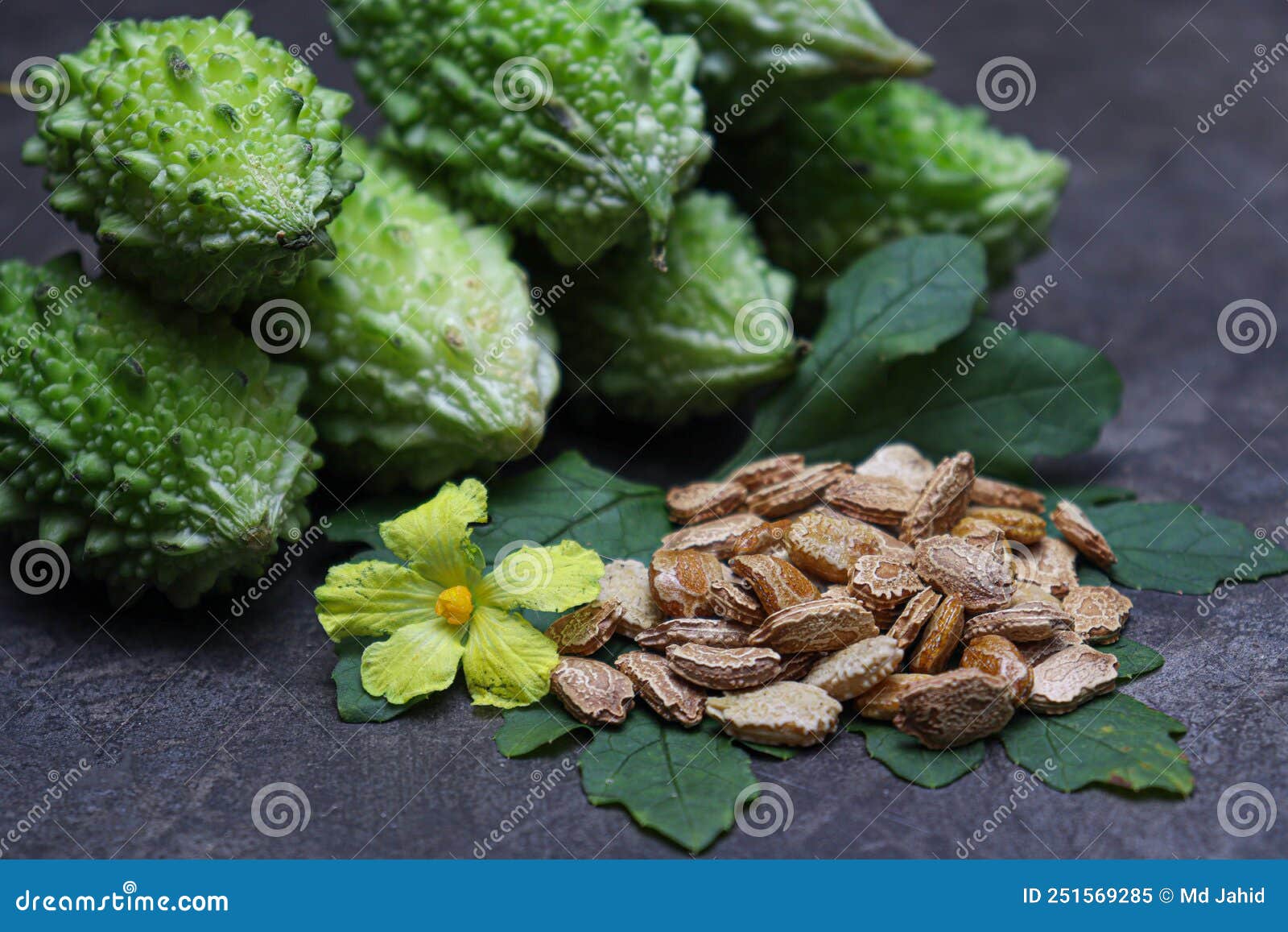 Raw Bitter Melon with Seed and Flower Stock Image - Image of fresh ...