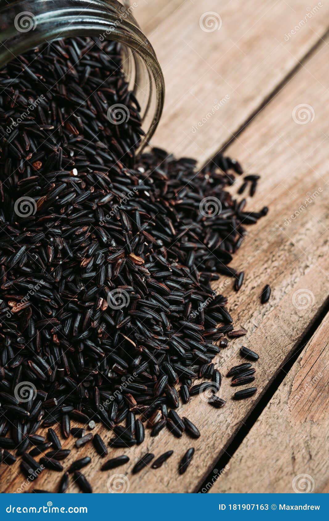 Raw Black Rice on the Dark Rustic Background Stock Image - Image of ...
