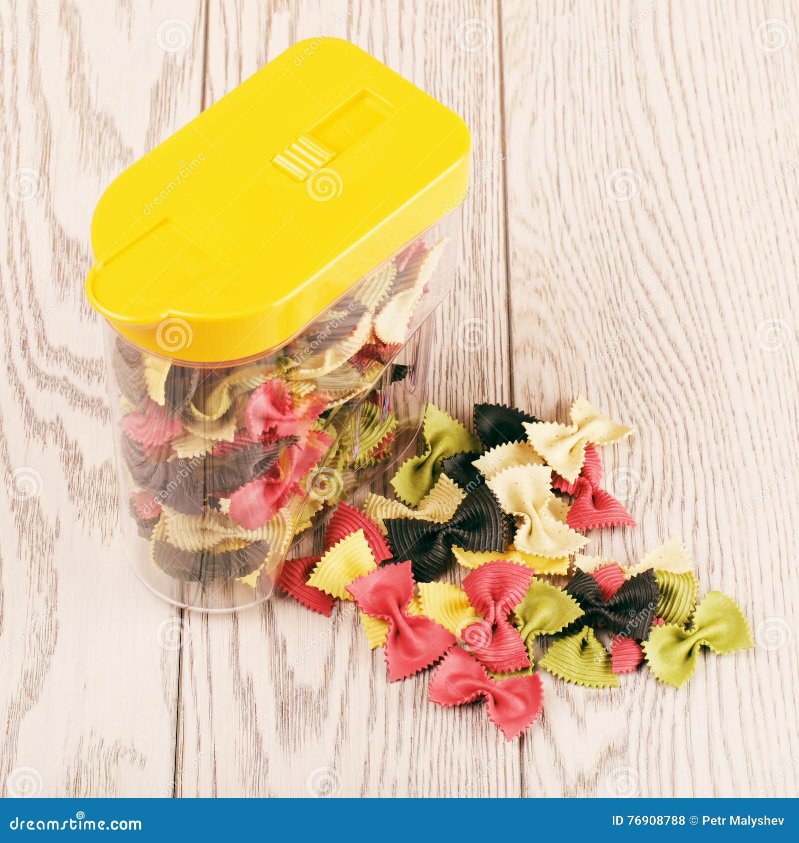 Raw Bow Tie Pasta in Jar stock photo. Image of multicolored - 76908788