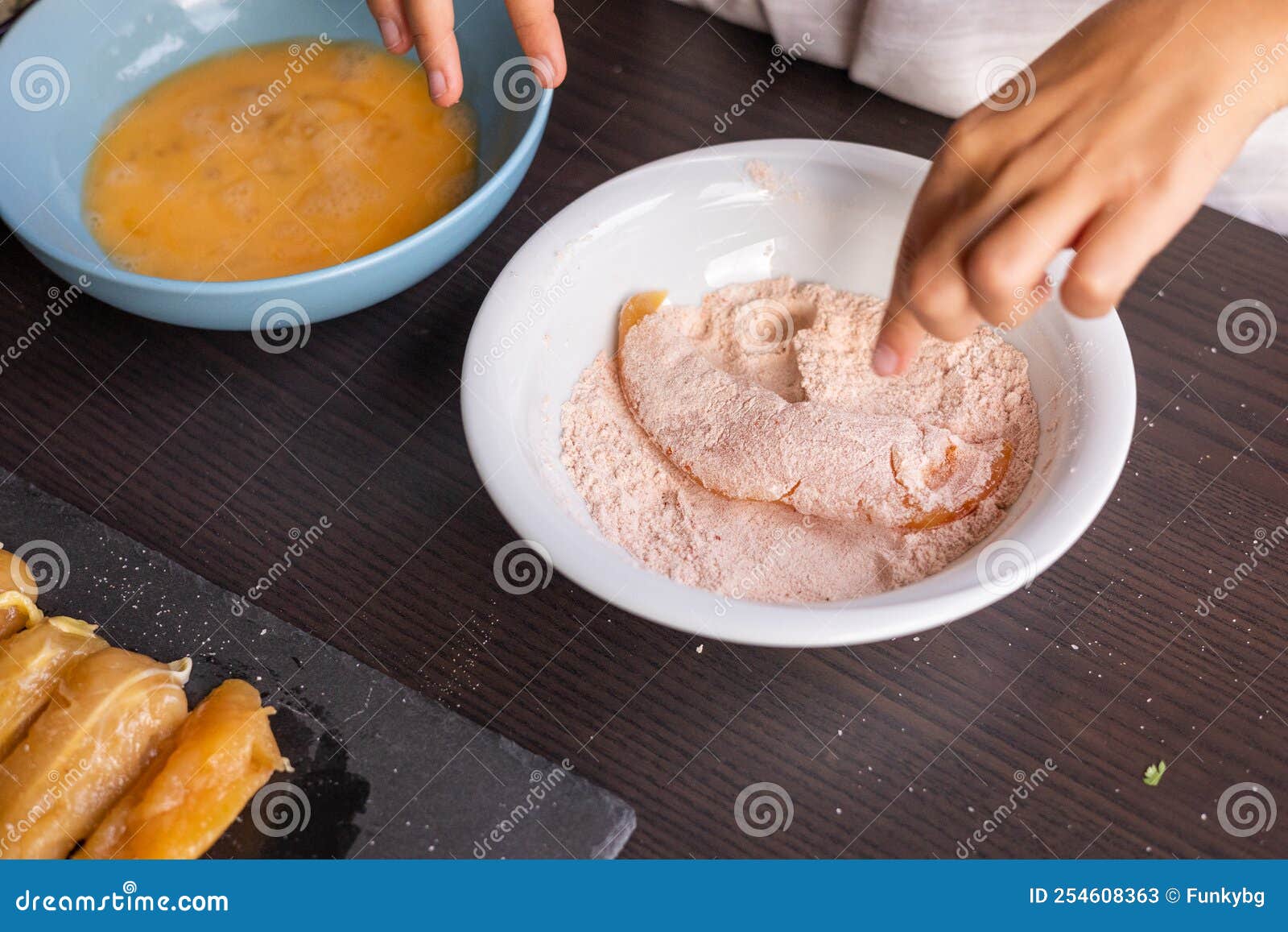 Raw Breaded Chicken Preparing Closeup Stock Image - Image of cook ...