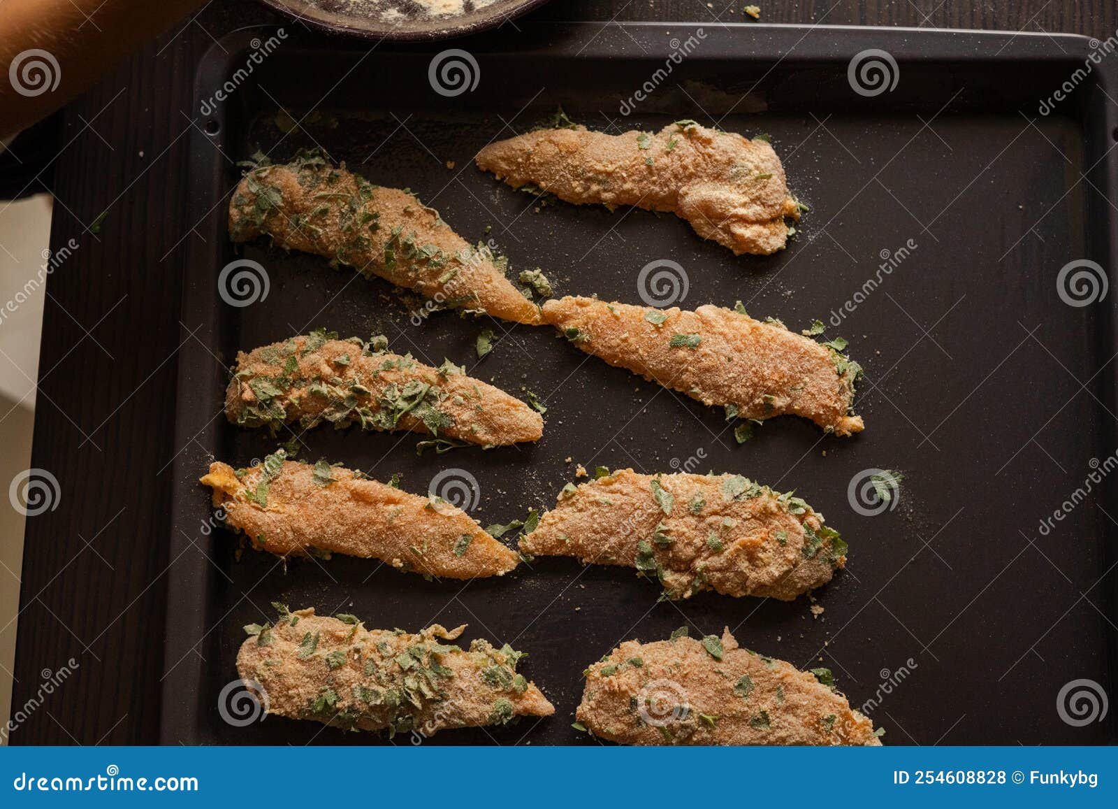 Raw Breaded Chicken Preparing Closeup Stock Photo - Image of dinner ...