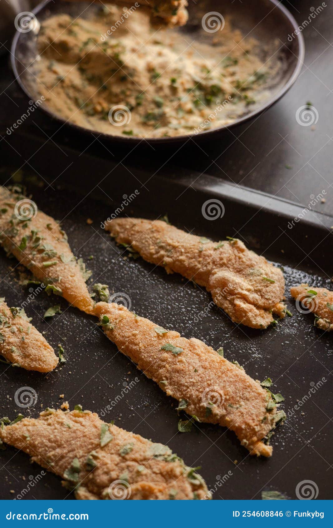 Raw Breaded Chicken Preparing Closeup Stock Photo - Image of fresh ...