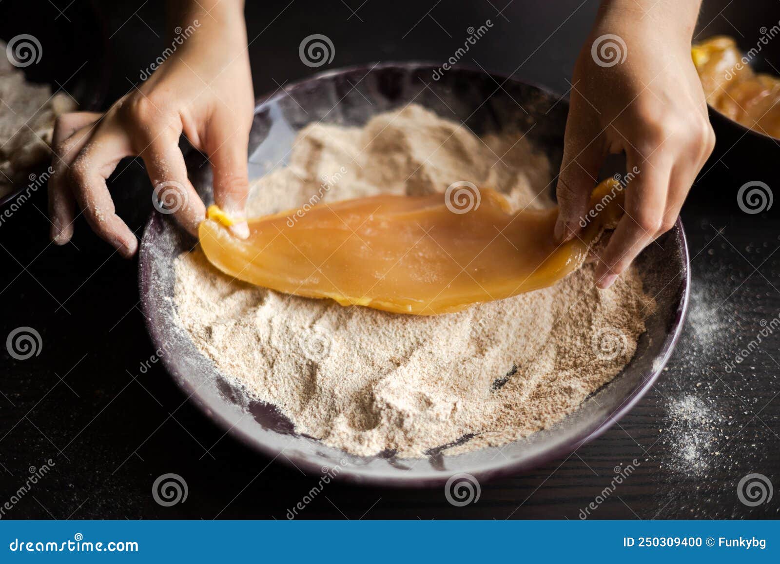 Raw Breaded Meat Preparing Closeup Stock Photo - Image of meat, close ...