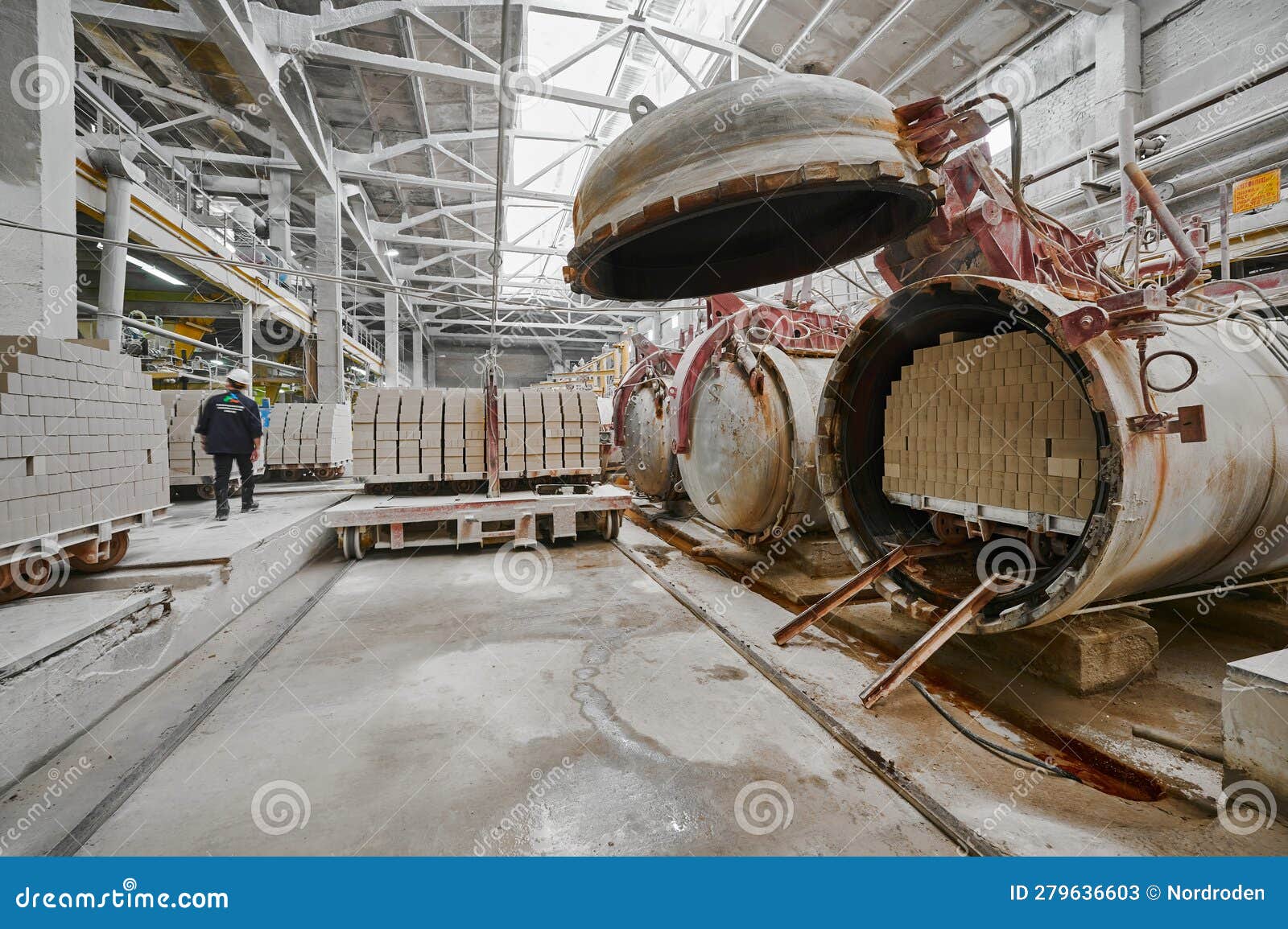 Raw Bricks Loaded into Open Autoclave for Hardening in Shop Stock Image ...