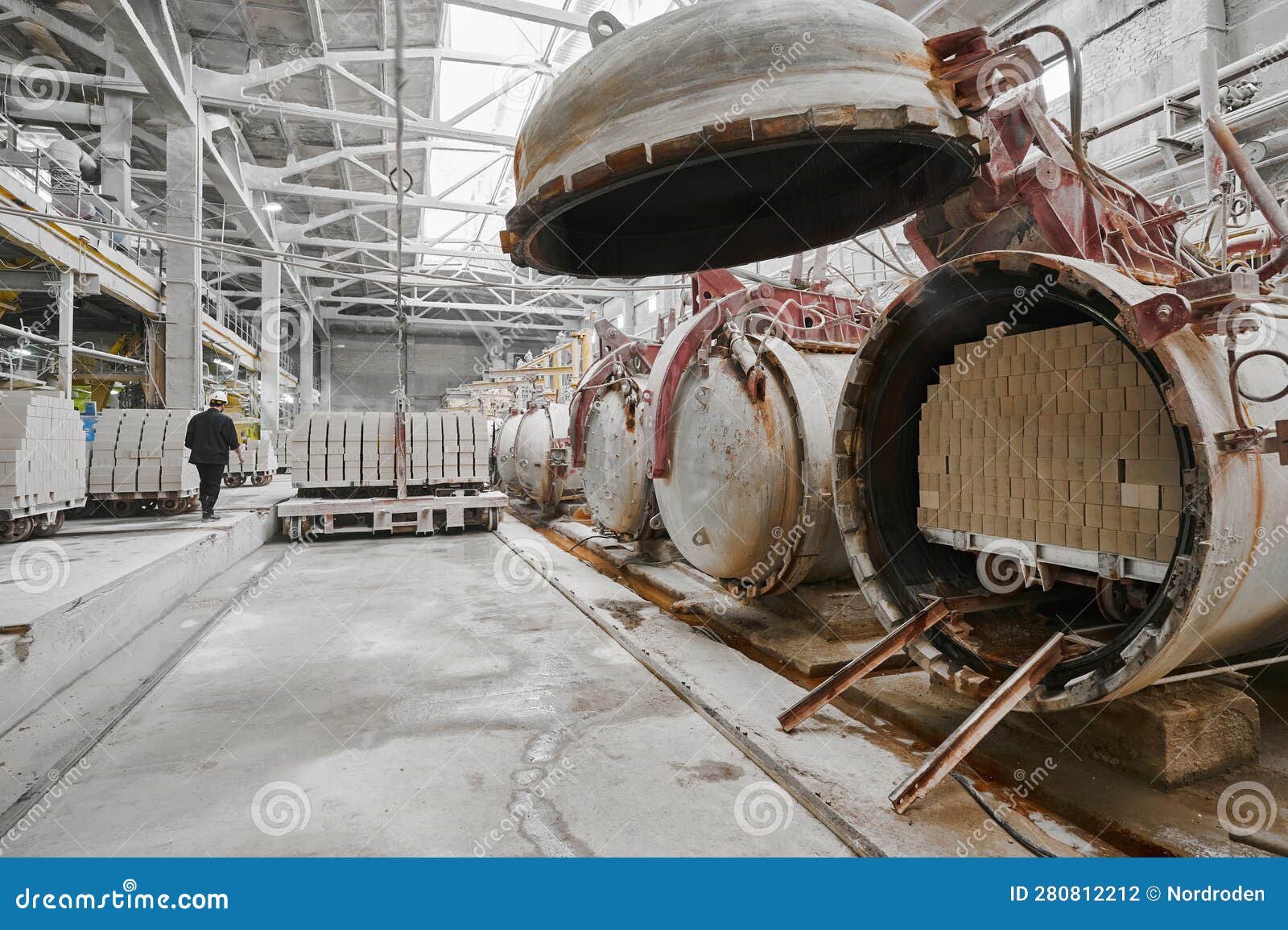 Raw Bricks Loaded into Open Autoclave for Hardening in Shop Stock Photo ...