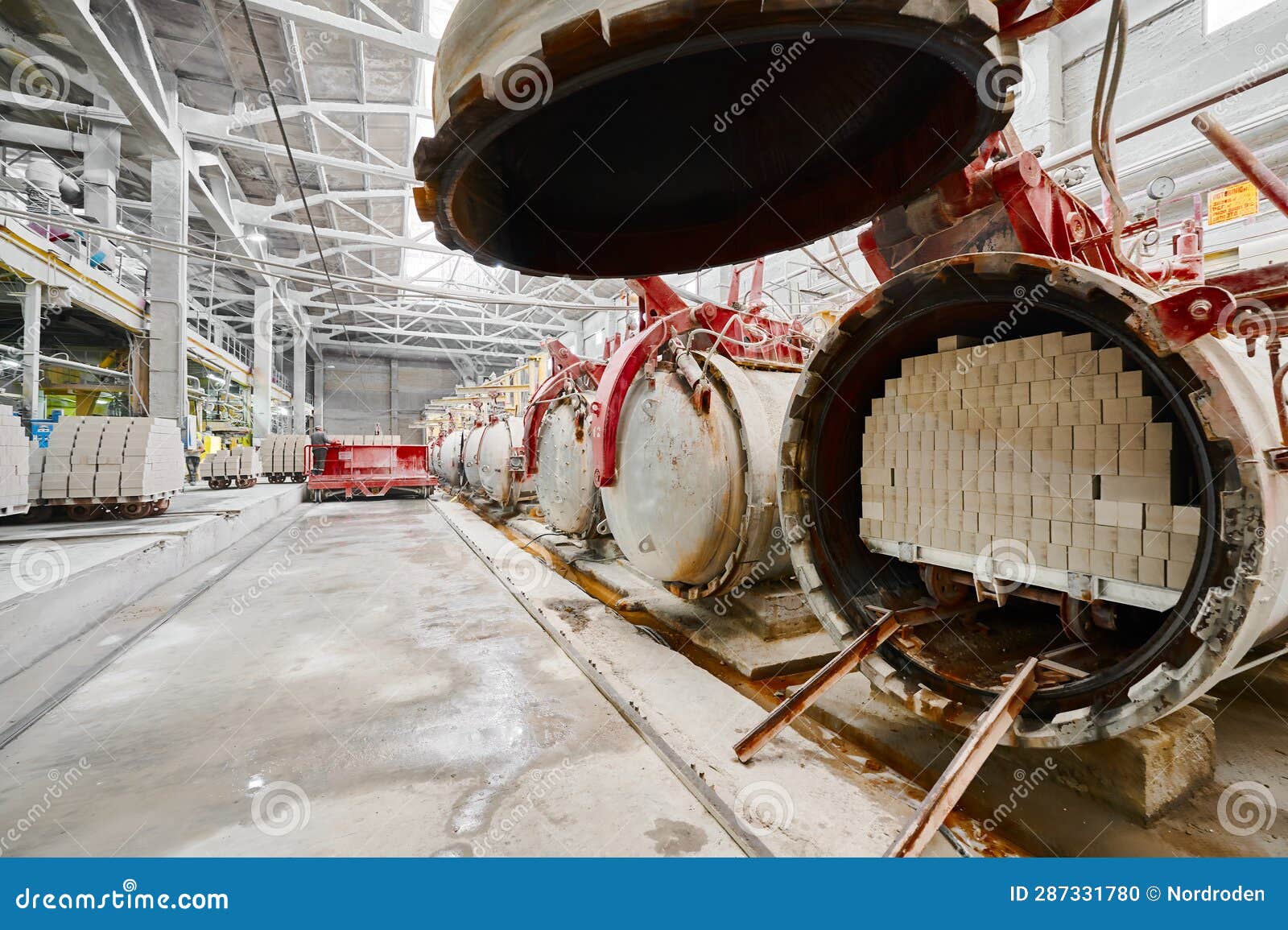 Raw Bricks Loaded into Open Autoclave for Hardening in Shop Stock Photo ...